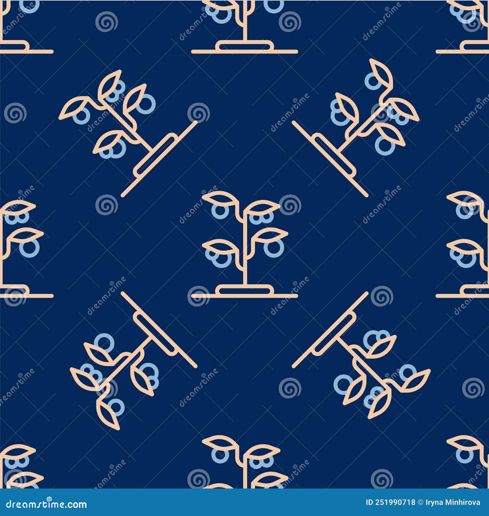 Line Sprout Icon Isolated Seamless Pattern on Blue Background. Seed and ... Line Sprout Icon Isolated Seamless Pattern on Blue Background. Seed and ...
