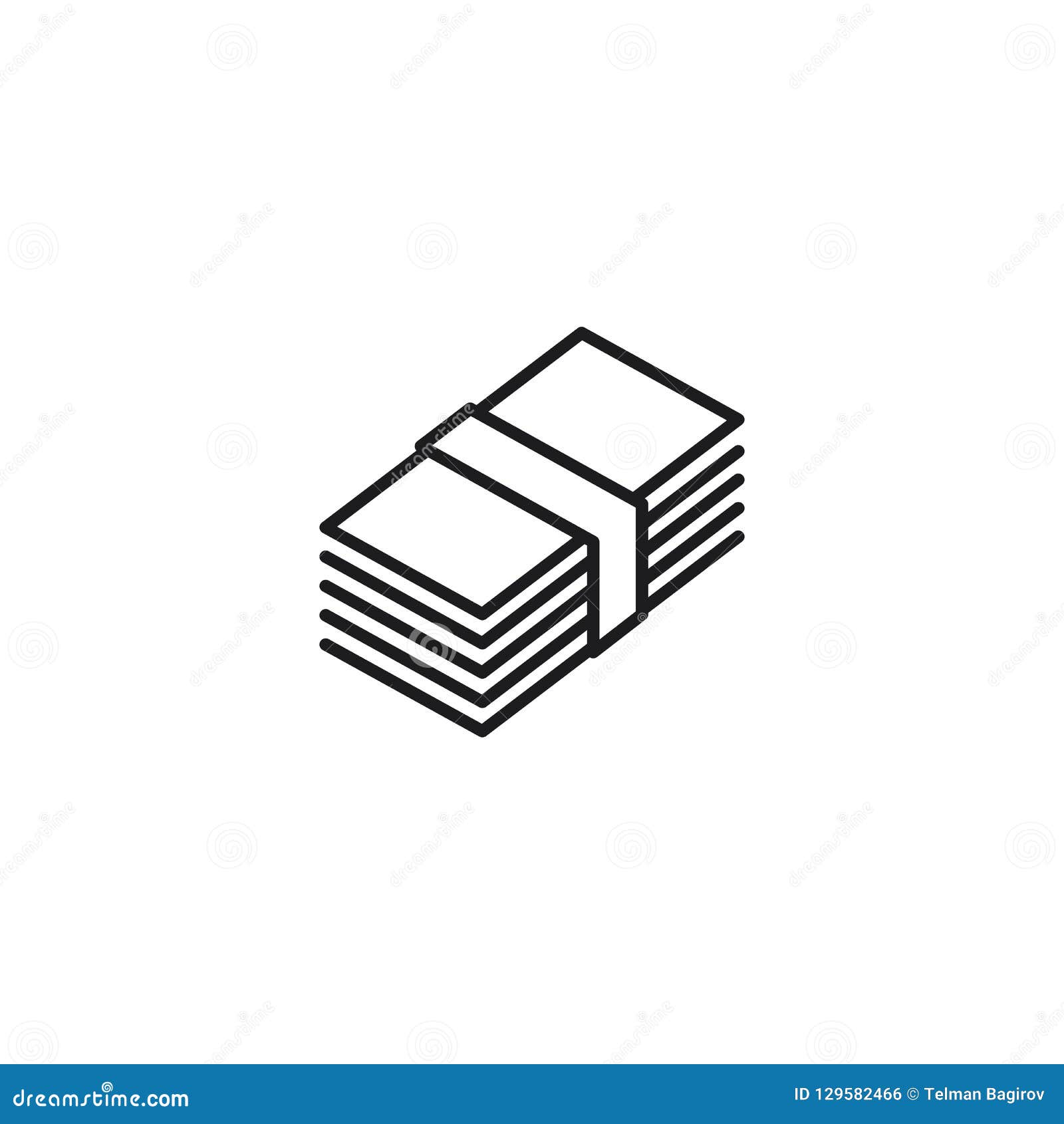 Line Stack of Money Icon on White Background Stock Illustration ...