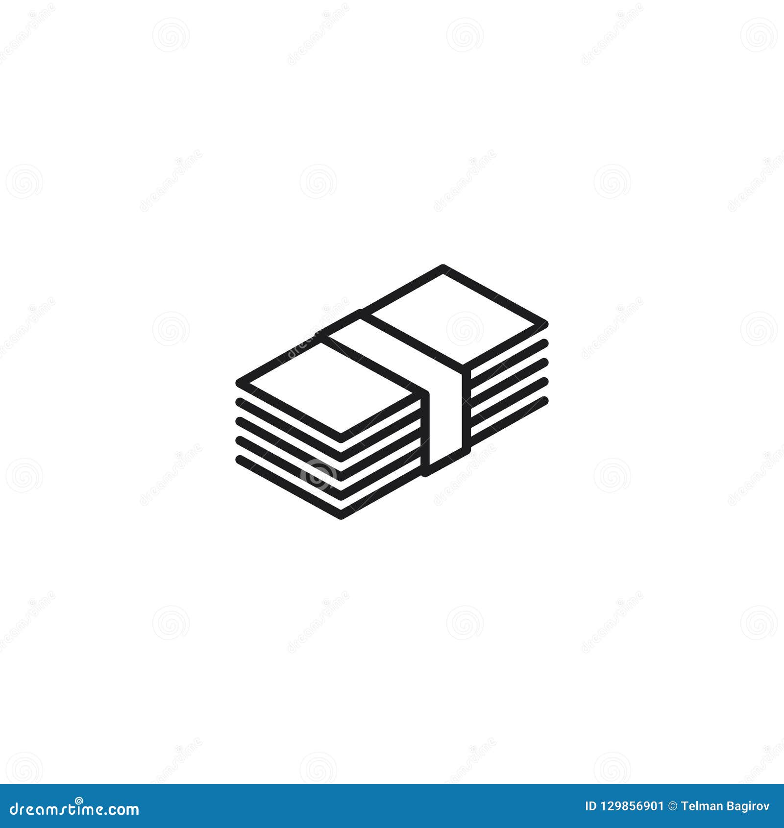 Line Stack of Money Icon on White Background Stock Illustration ...