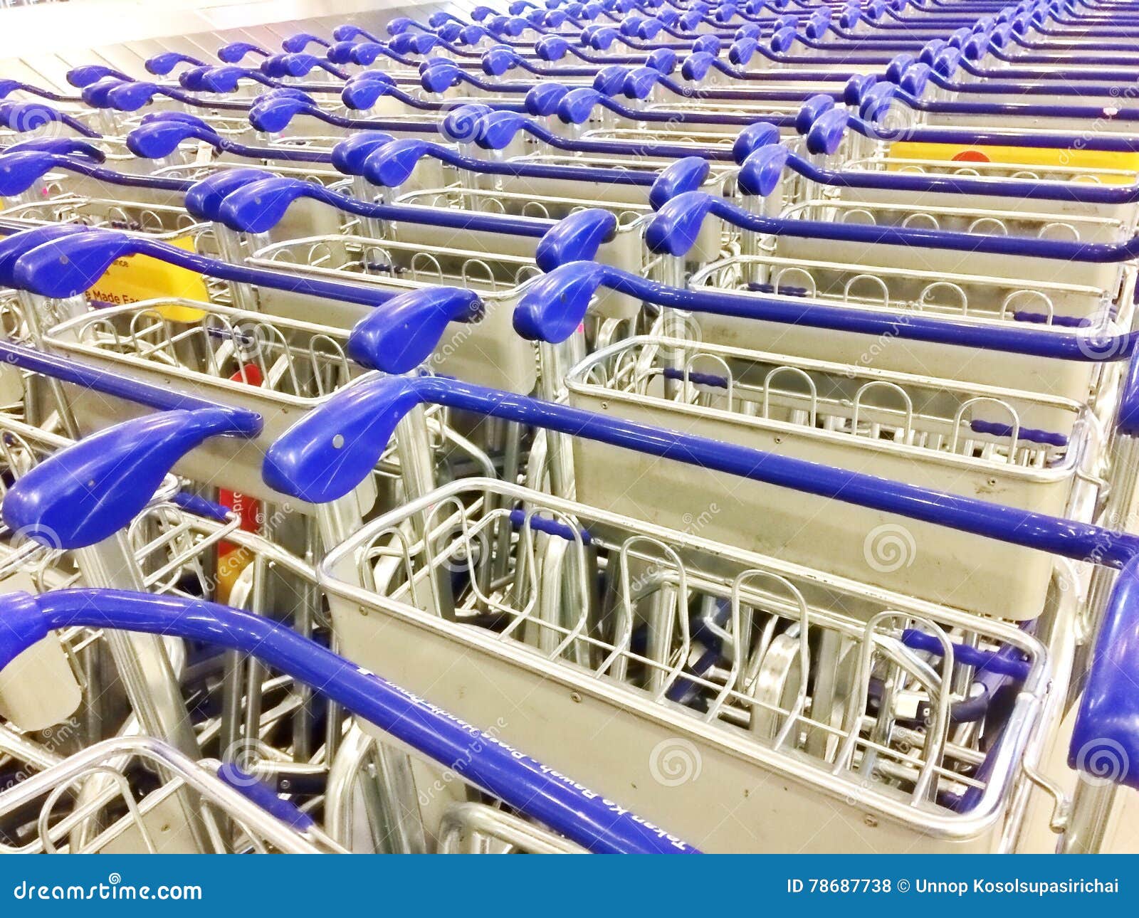 Line Stack of Trolleys in the Airport Stock Photo - Image of plane ...