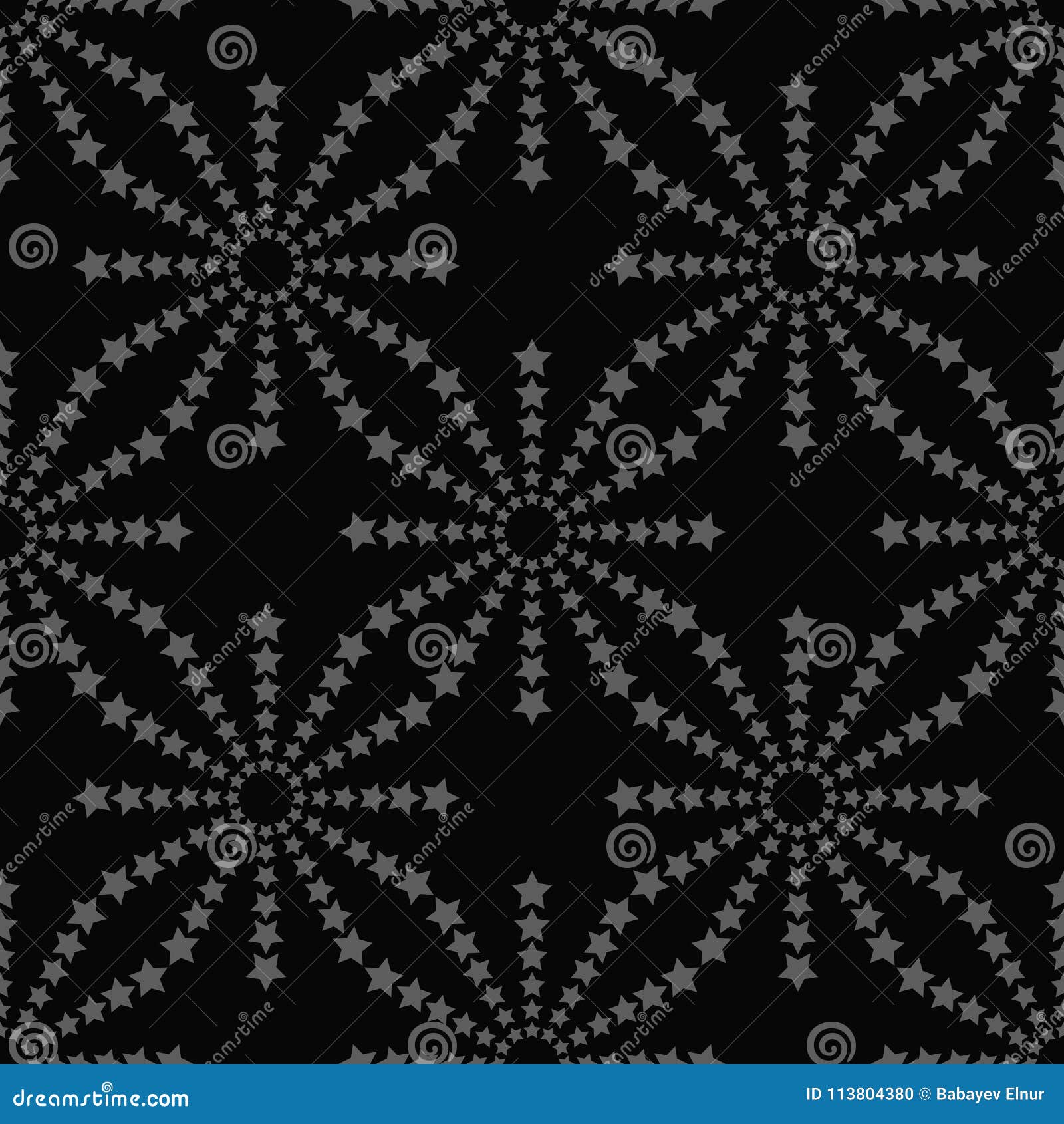 Line Stars Seamless Pattern on Black Background. Vector Illustration ...