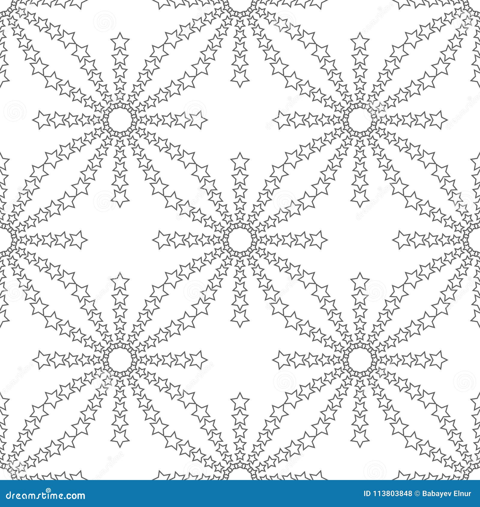 Line Stars Seamless Pattern on White Background. Vector Illustration ...
