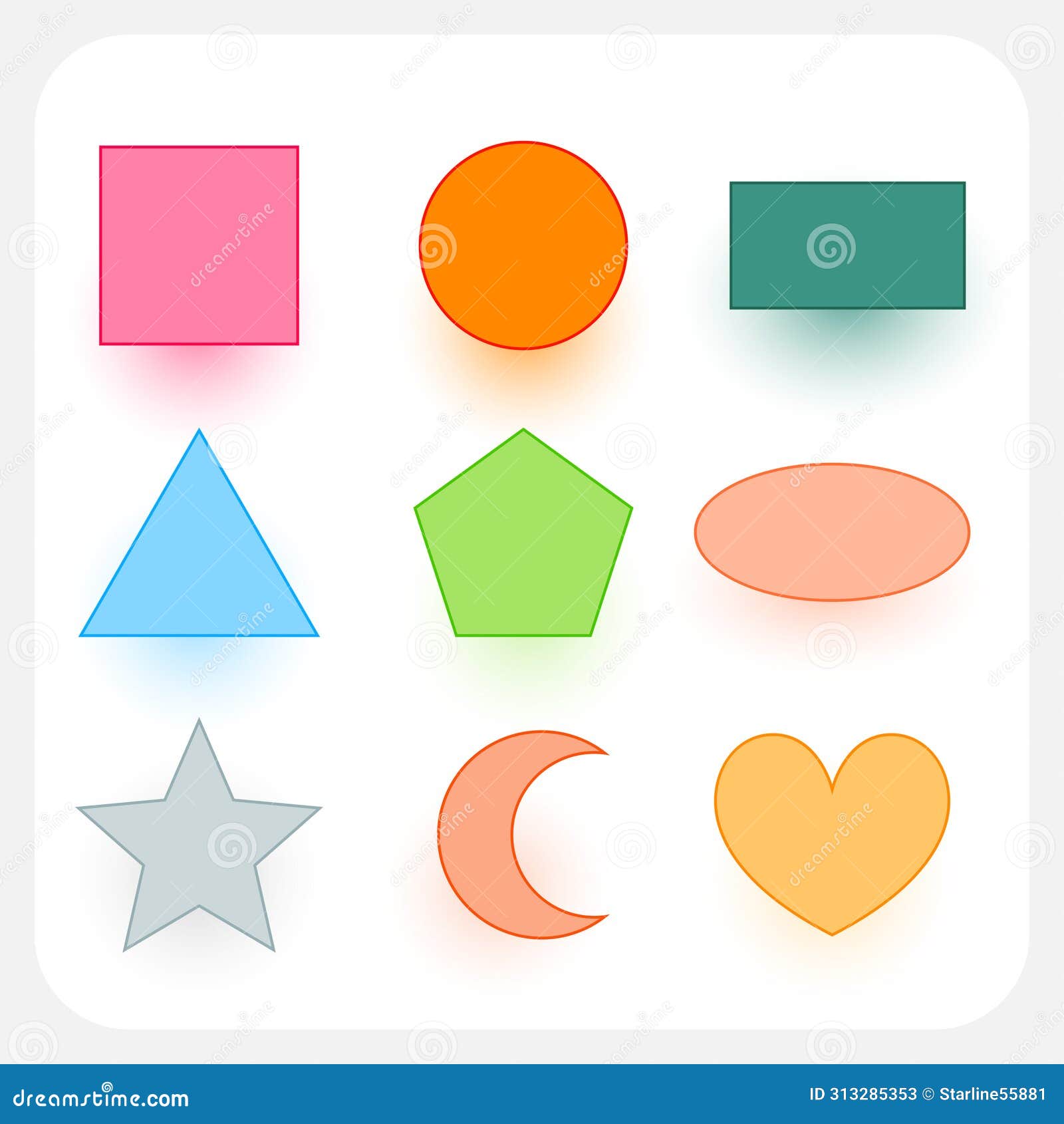 Line Style Colorful Basic Geometric Shapes in Set Stock Vector ...