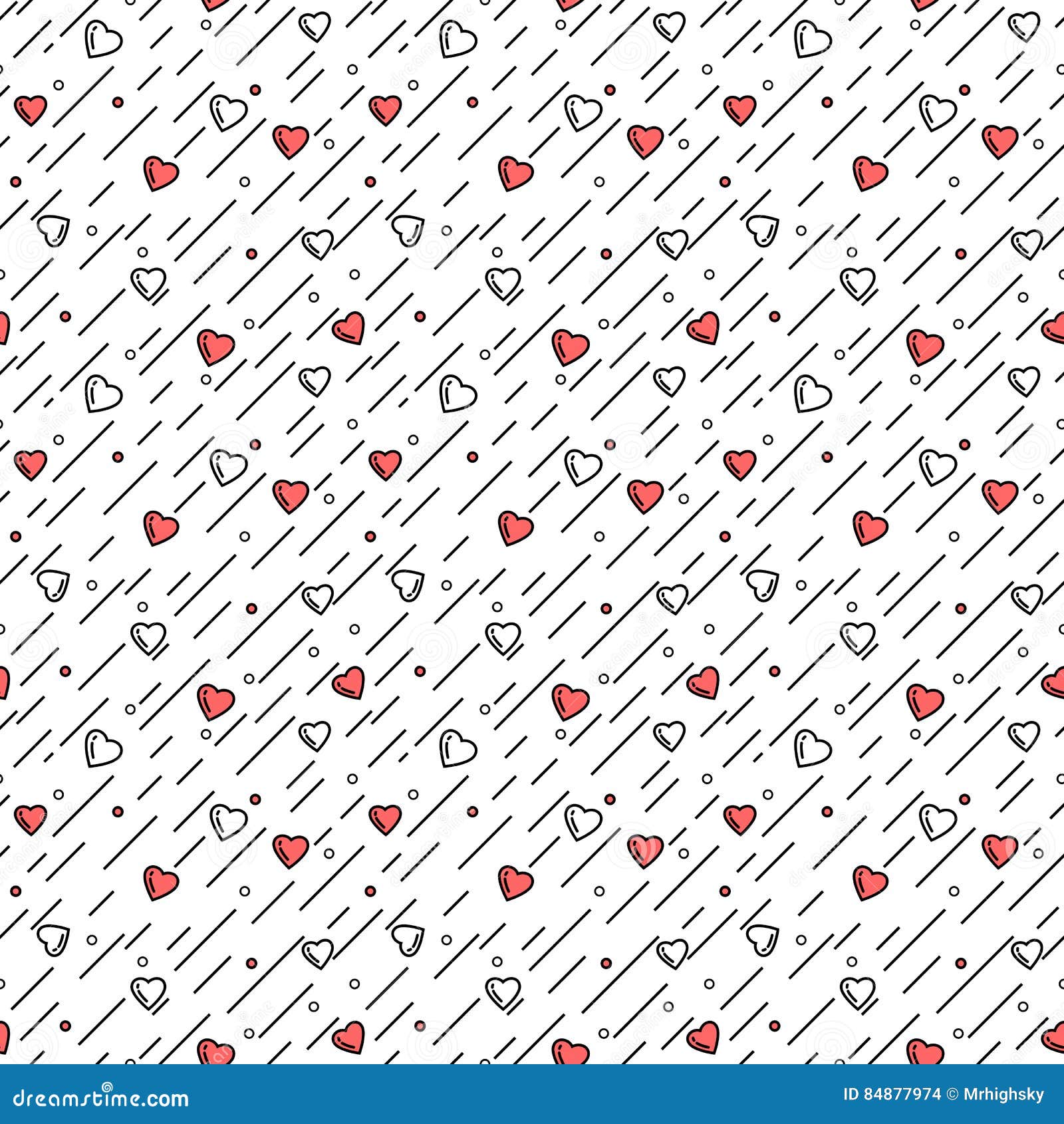 Line Style Heart Shapes Seamless Pattern Stock Vector - Illustration of ...
