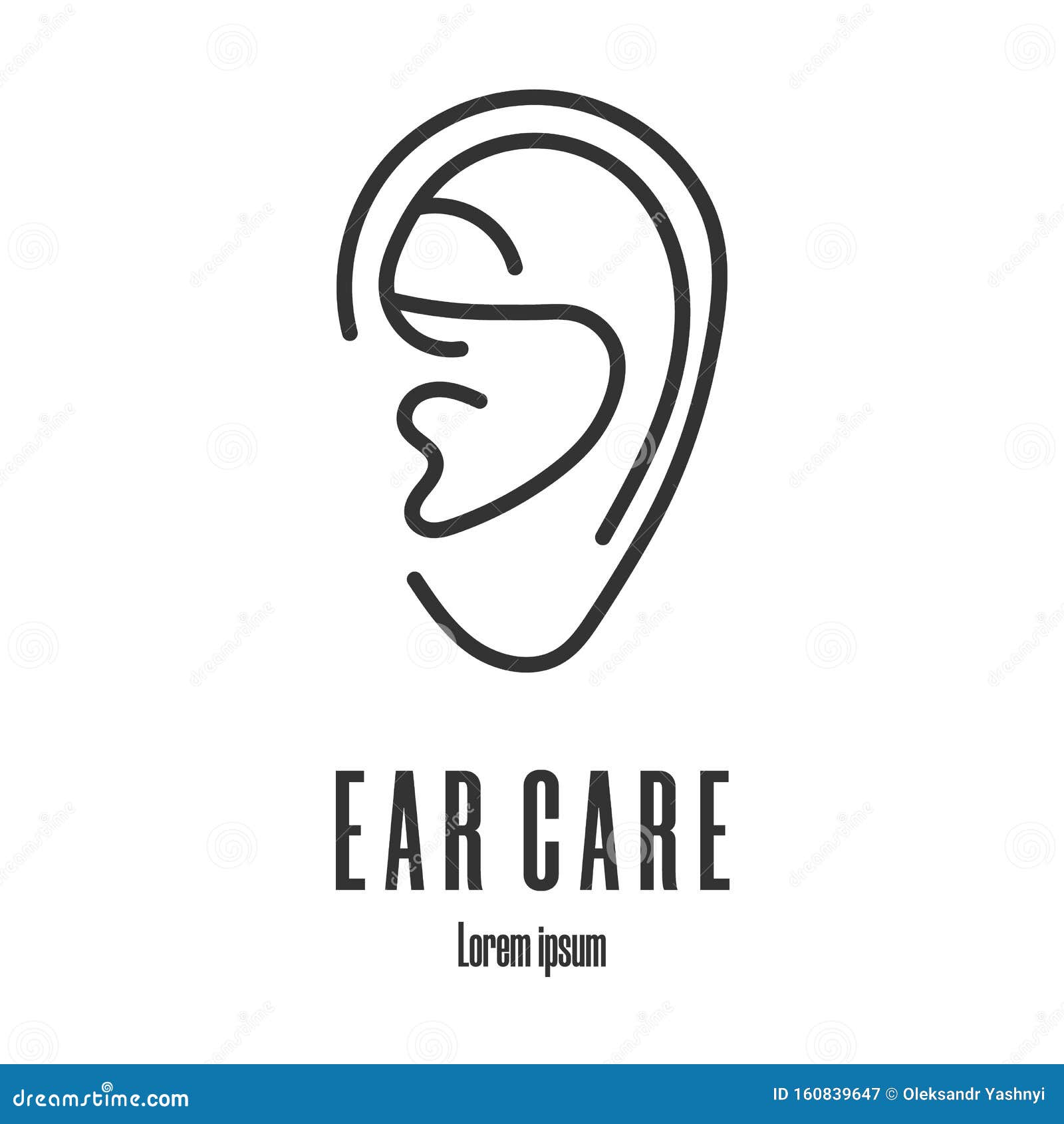 Line Style Icon of a Ear. Ear Care Logo. Clean and Modern Vector ...