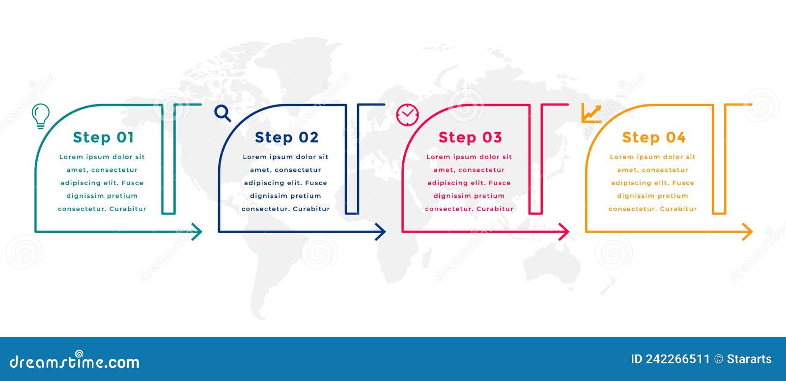 Line Style Infographic Four Steps Template Stock Vector - Illustration ...