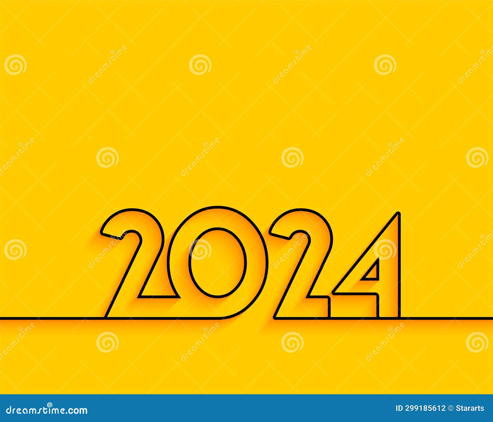 Line Style 2024 Lettering Yellow Background for New Year Event Stock ...