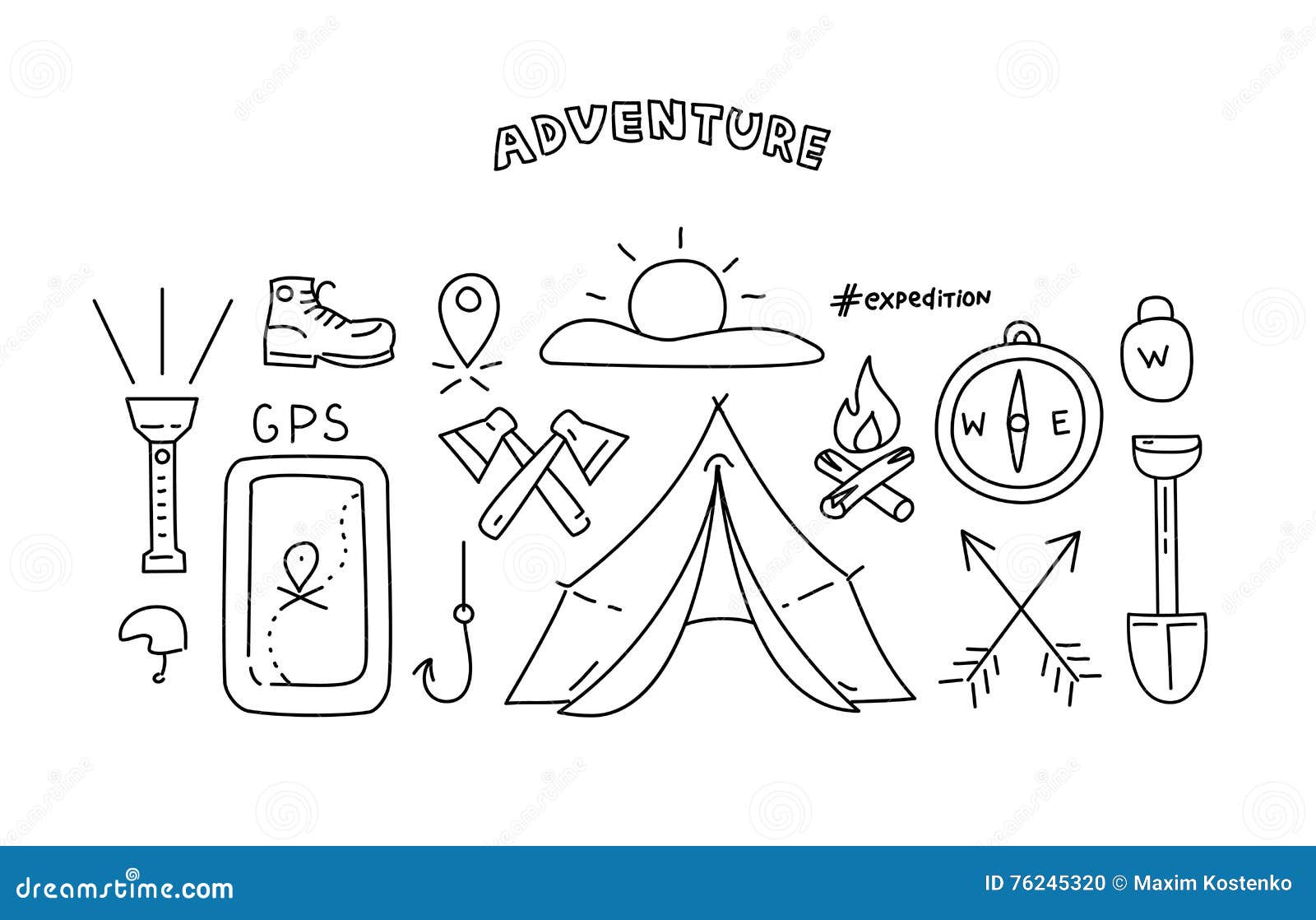 Line Style Objects for Adventure and Travel. Vector Illustration Stock ...