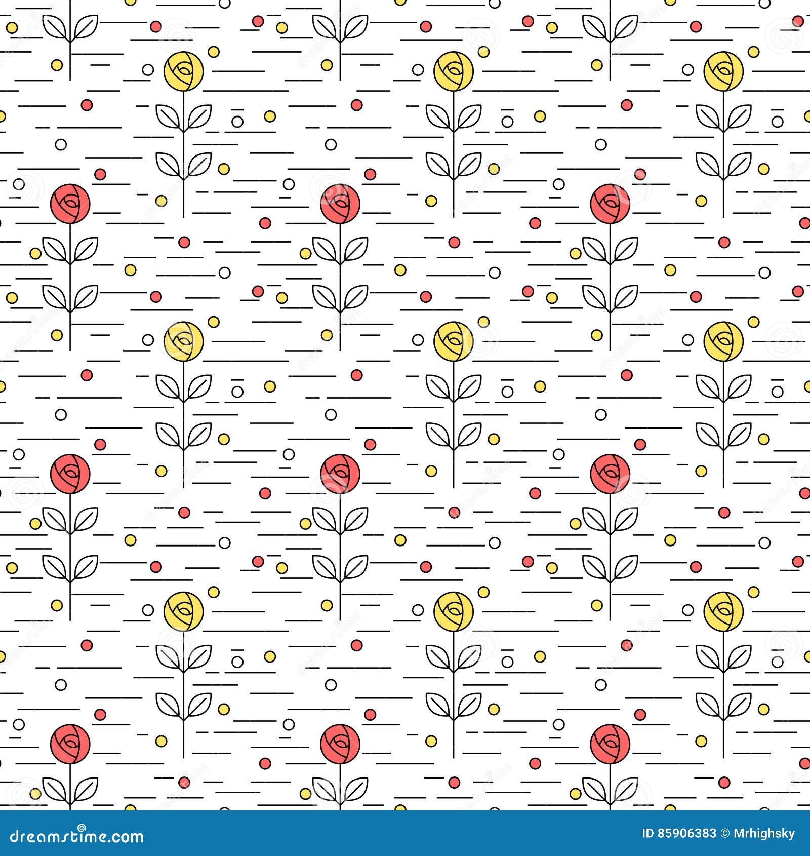 Line Style Roses Seamless Pattern Stock Vector - Illustration of ...