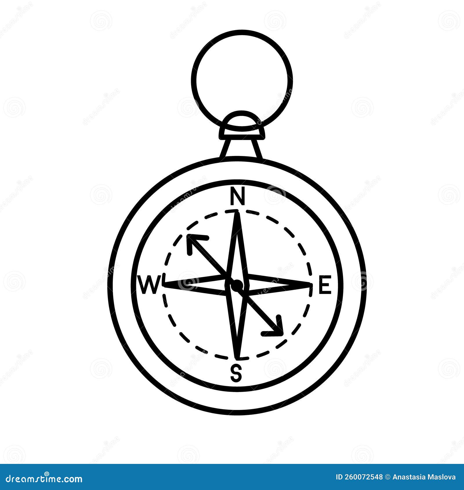 Line Style Single Camping Compass Vector Illustration Isolated on White ...