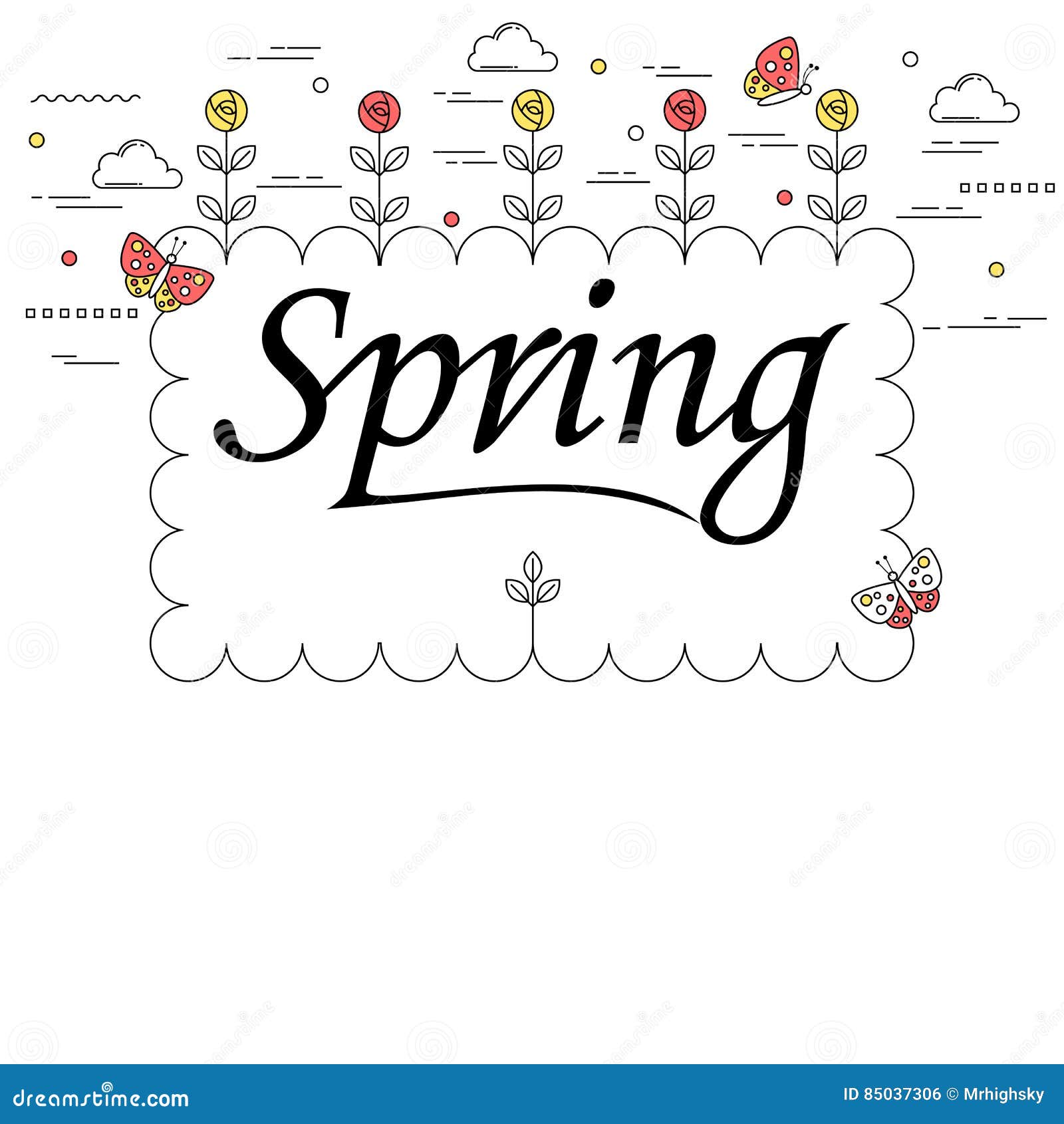 Line Style Spring Season Banner Stock Vector - Illustration of card ...