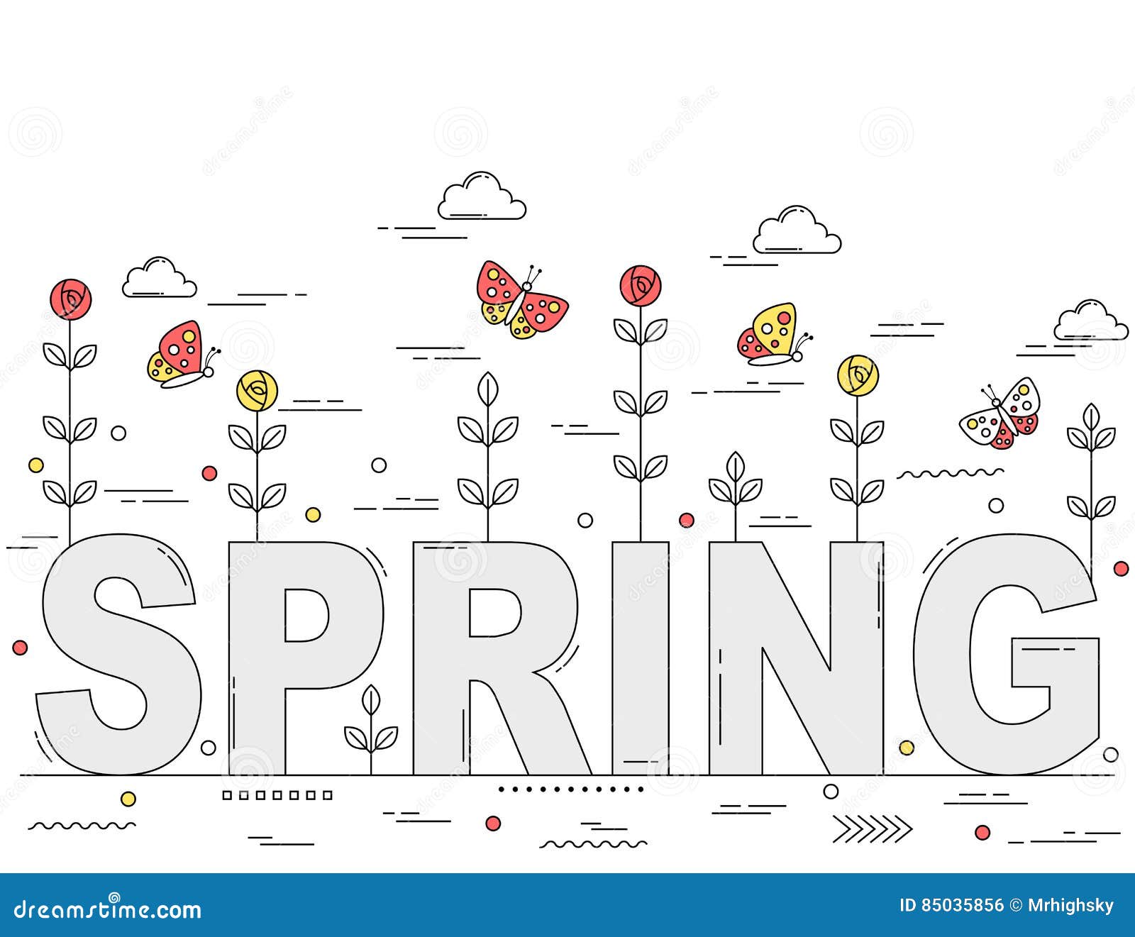 Line Style Spring Season Graphic Stock Vector - Illustration of flowers ...