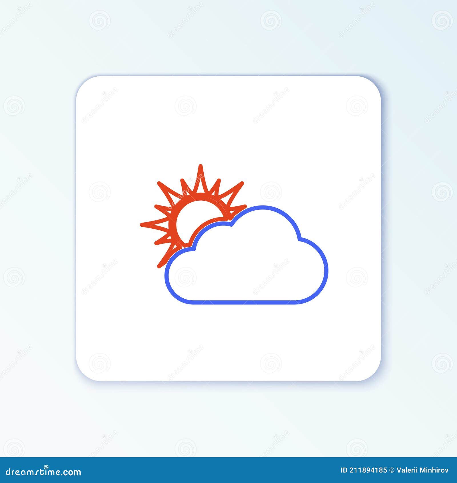 Line Sun and Cloud Weather Icon Isolated on White Background. Colorful ...