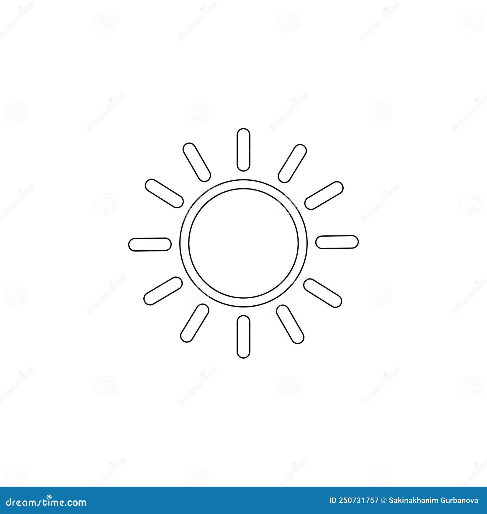 Line Sun Icon for Brightness, Intensity Setting Icon Stock Illustration ...