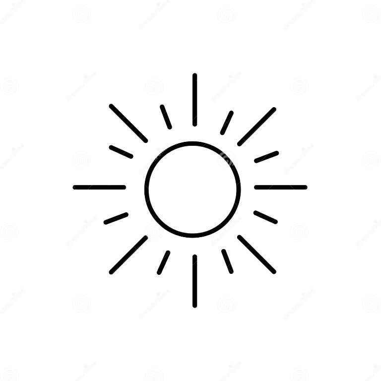 Line Sun Icon for Brightness, Intensity Setting Icon Vector Stock ...