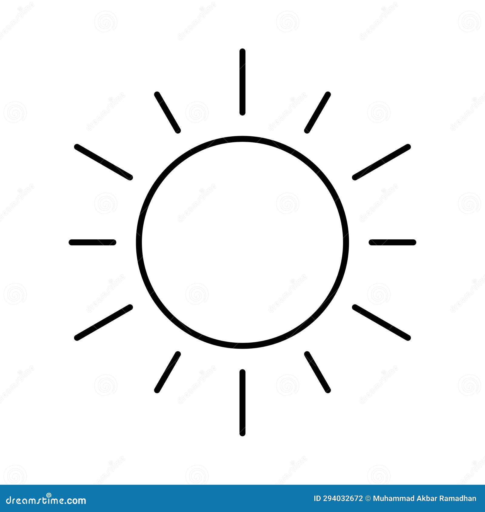 Line Sun Icon for Brightness, Intensity Setting Icon Vector Stock ...