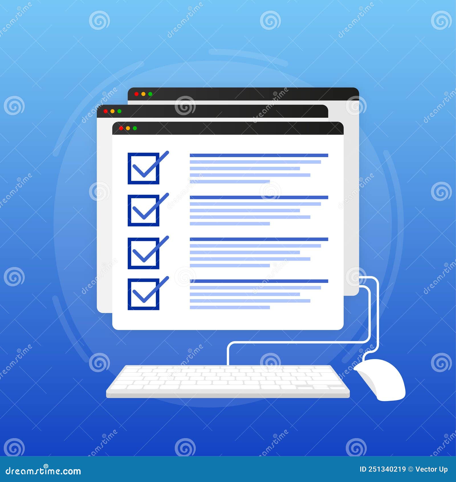 Line Survey Laptop in Flat Style Green Background. Vector Icon. Vector ...