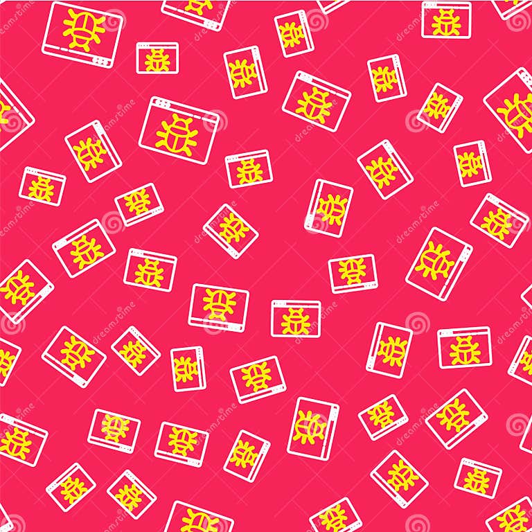 Line System Bug Concept Icon Isolated Seamless Pattern on Red ...
