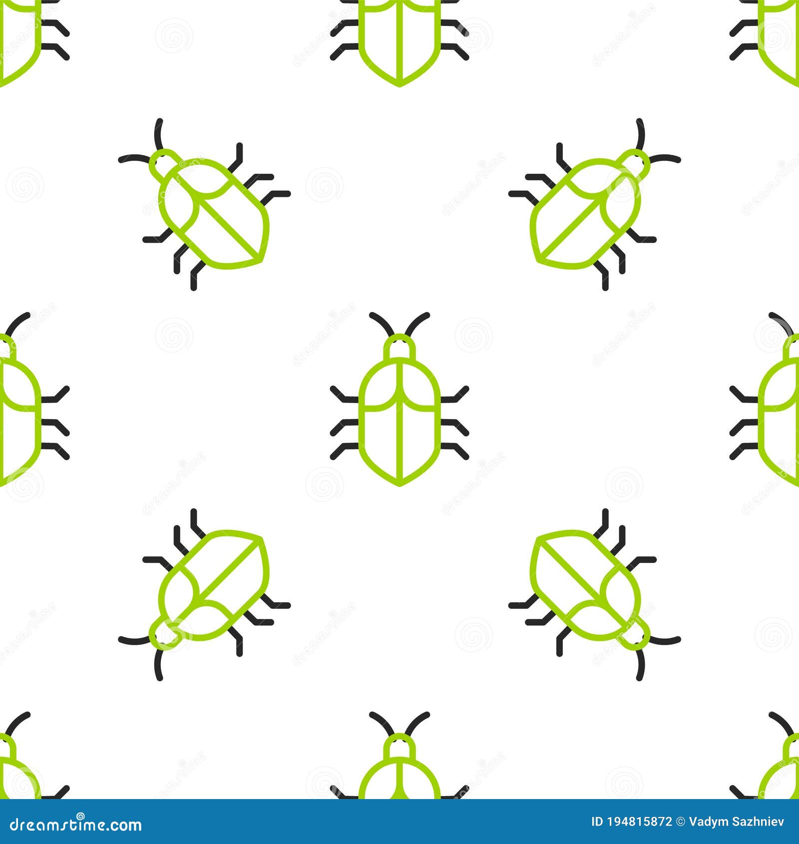 Line System Bug Concept Icon Isolated Seamless Pattern on White ...