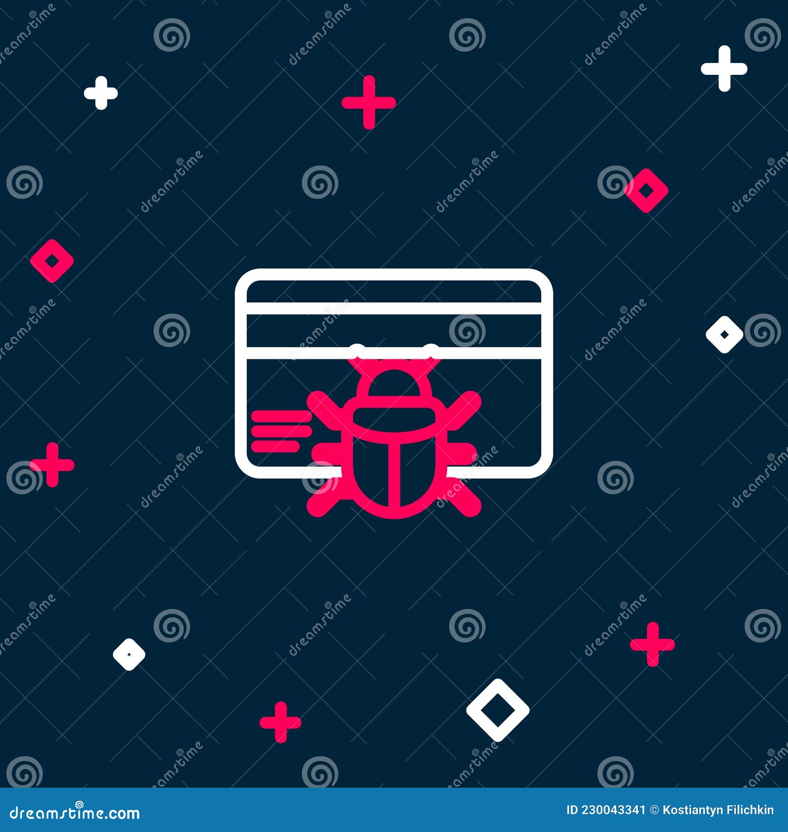 Line System Bug in Credit Card Icon Isolated on Blue Background. Code ... Line System Bug in Credit Card Icon Isolated on Blue Background. Code ...
