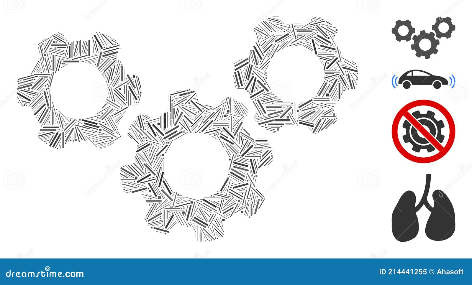 Line System Gears Icon Vector Collage Stock Vector - Illustration of ...