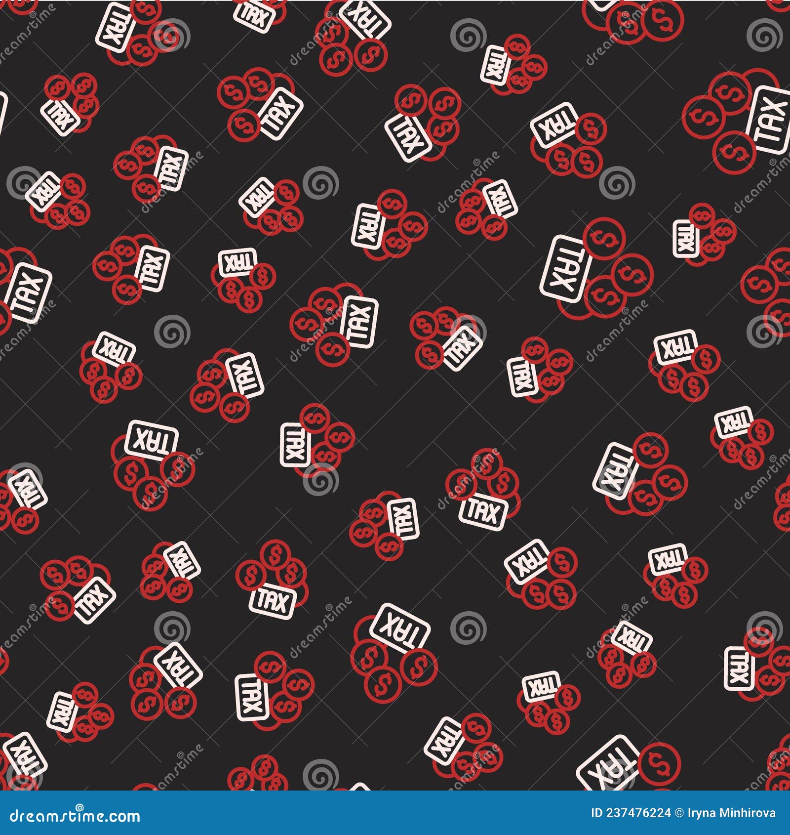 Line Tax Payment Icon Isolated Seamless Pattern on Black Background ...