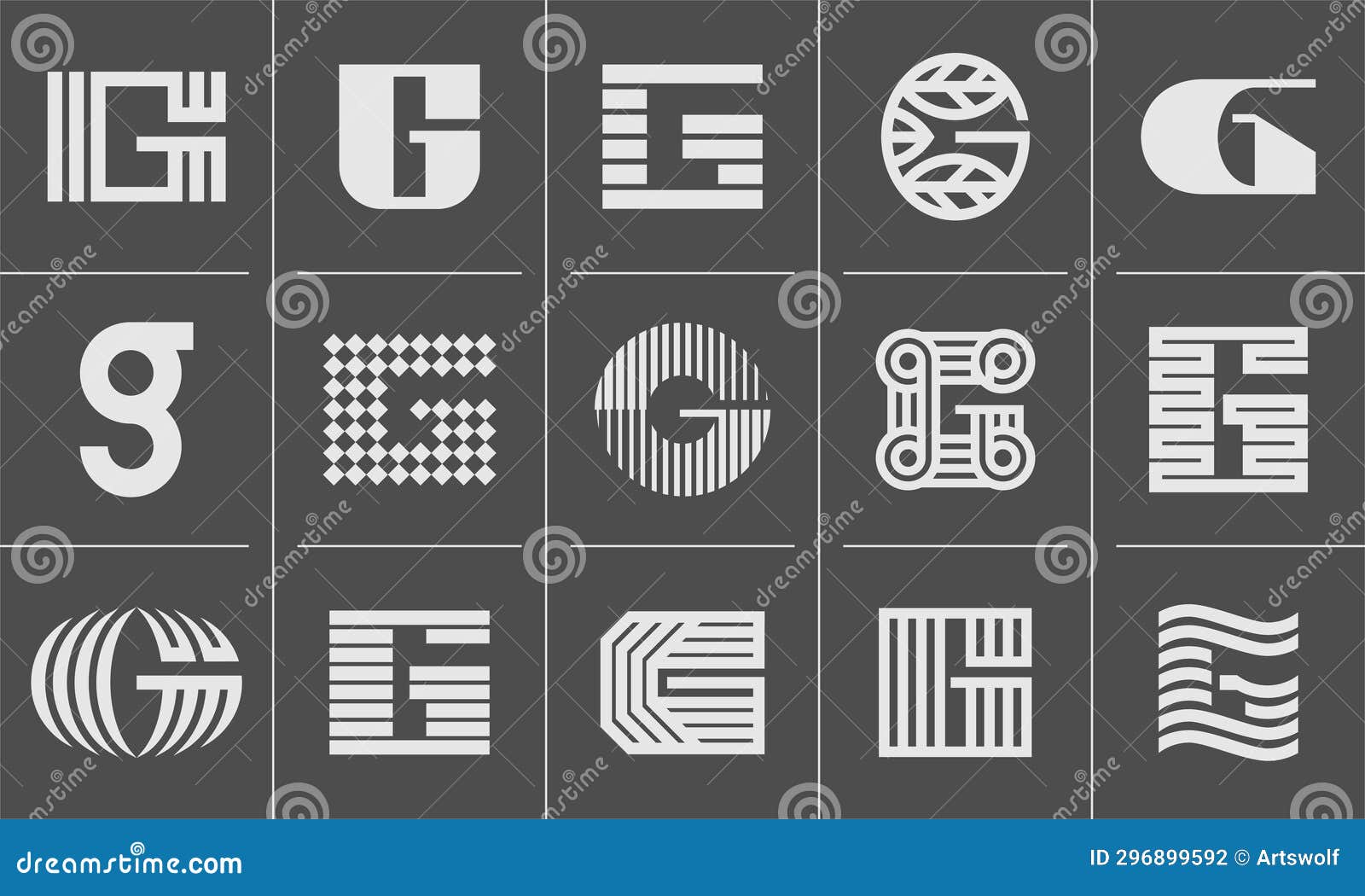 Line Technology Abstract Letter G Logo Icon Design Set Stock ...