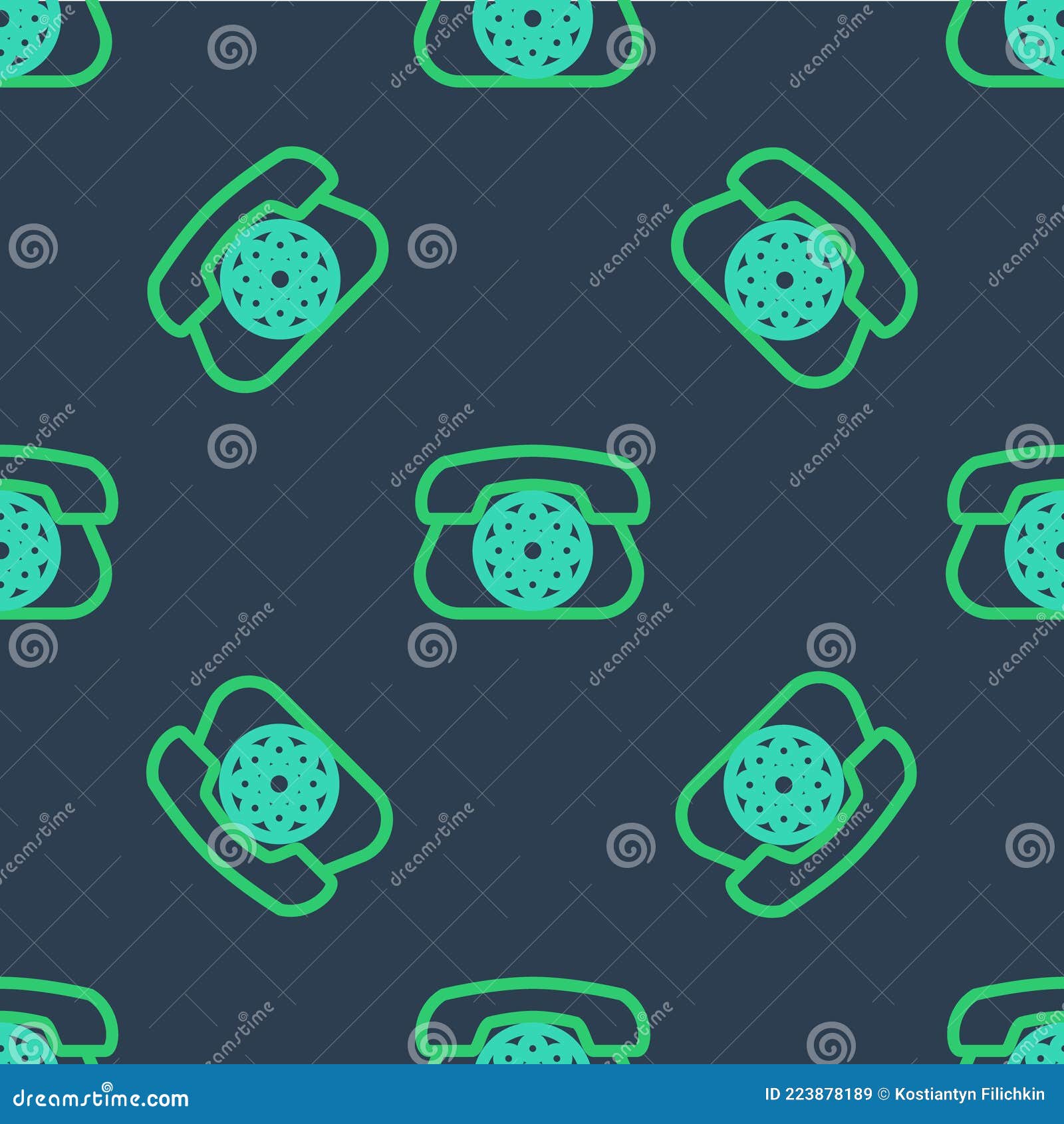 Line Telephone Icon Isolated Seamless Pattern on Blue Background ...