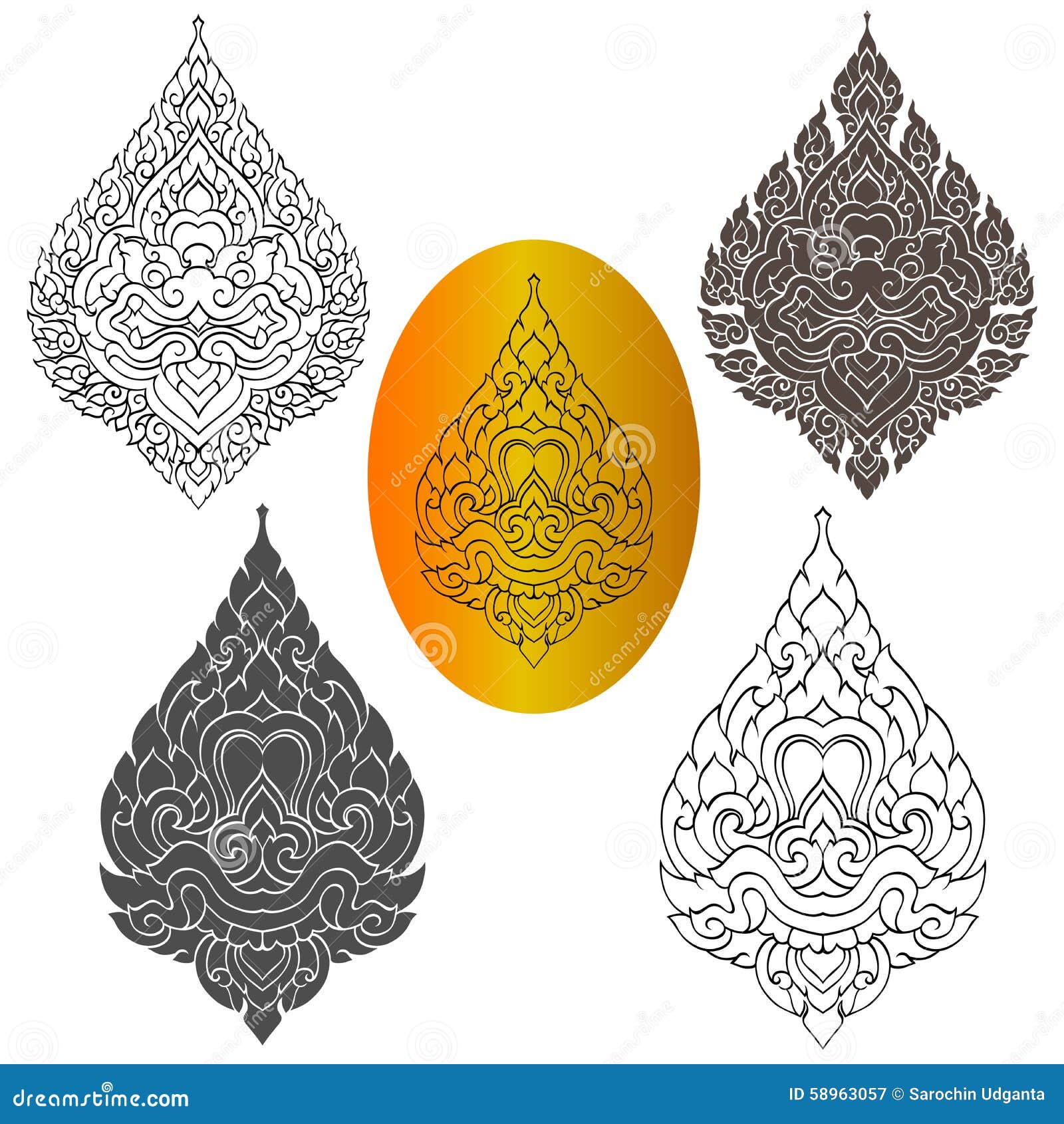 Line Thai design stock vector. Illustration of nature - 58963057