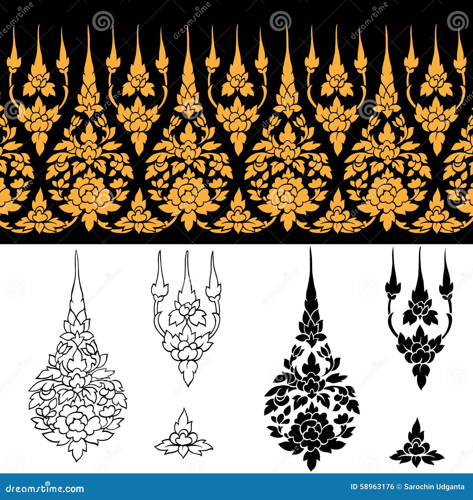 Line Thai design stock vector. Illustration of classic - 58963176