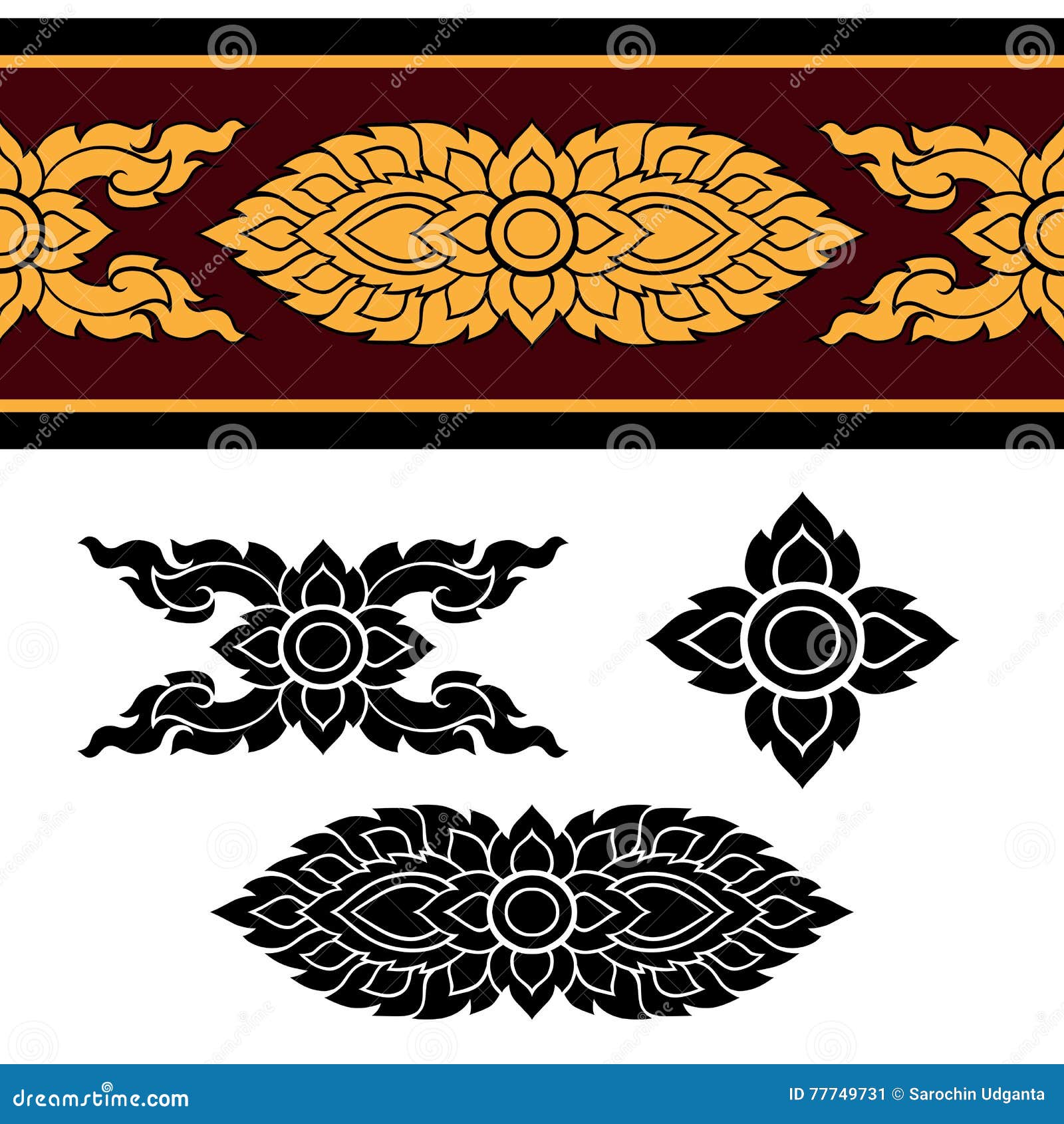 Line Thai design 024 stock vector. Illustration of pattern - 77749731