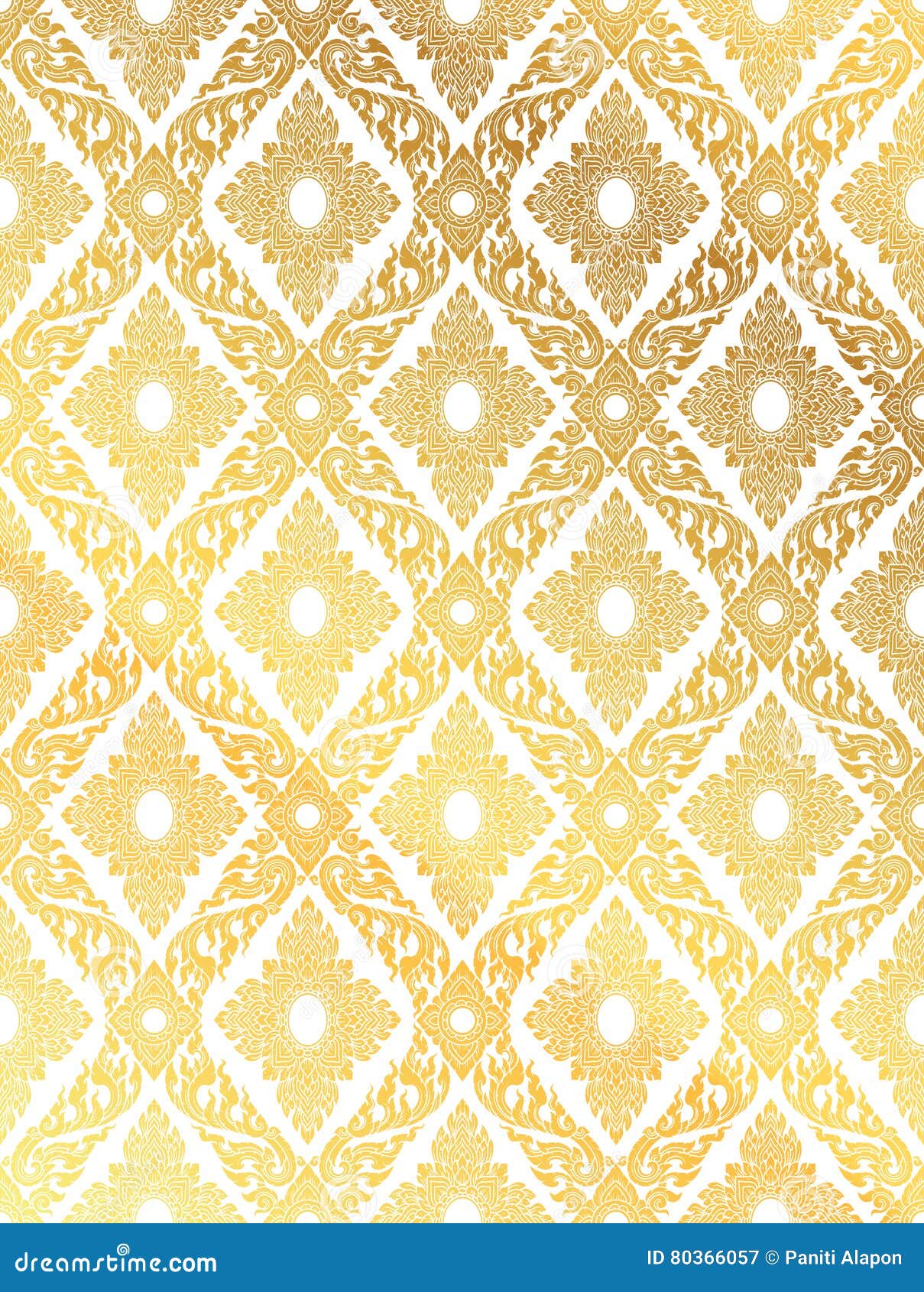 Line Thai, Gold Color Tradition Seamless Pattern Background Stock ...