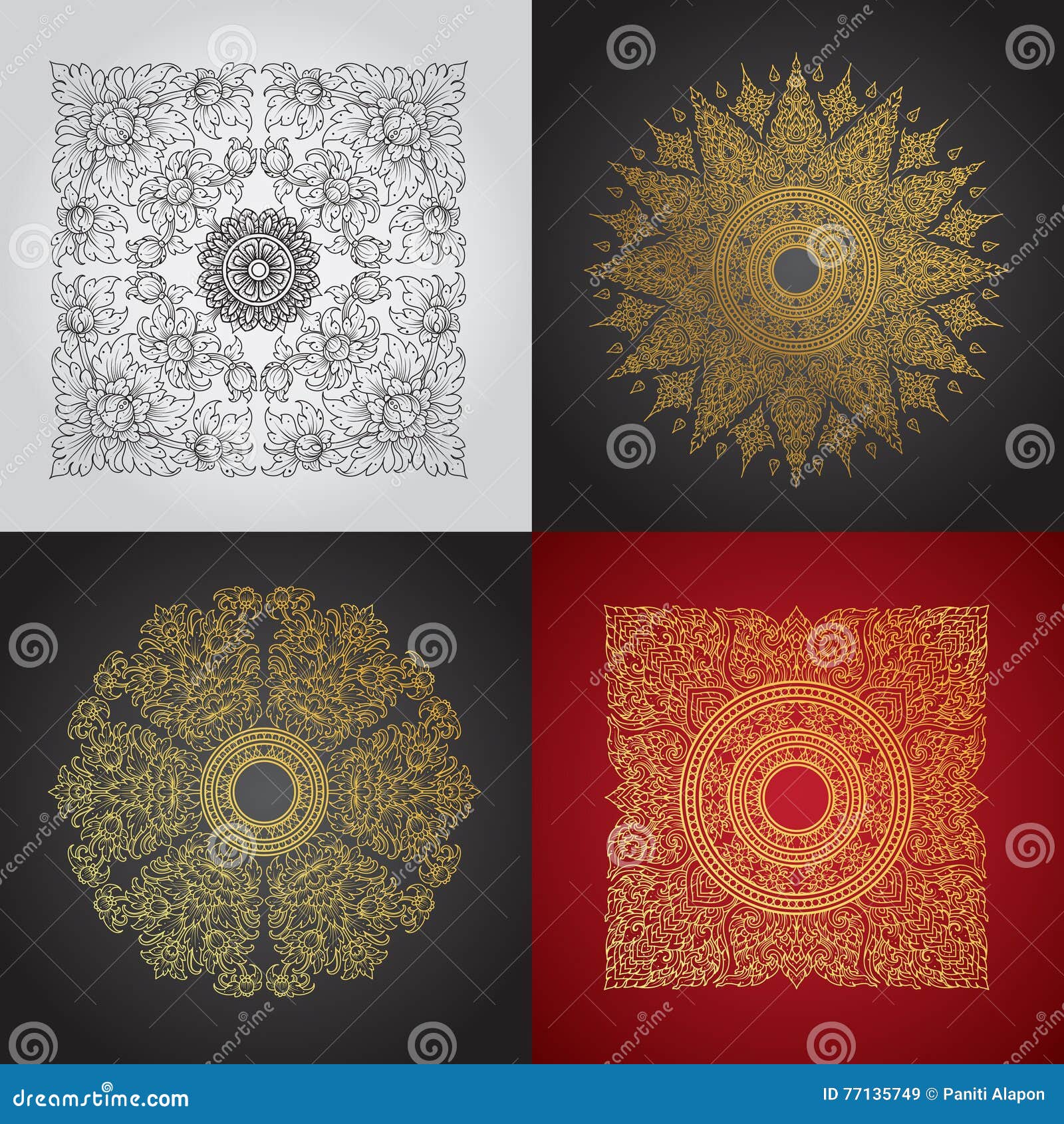 Line Thai Tradition Abstract Background Stock Vector - Illustration of ...