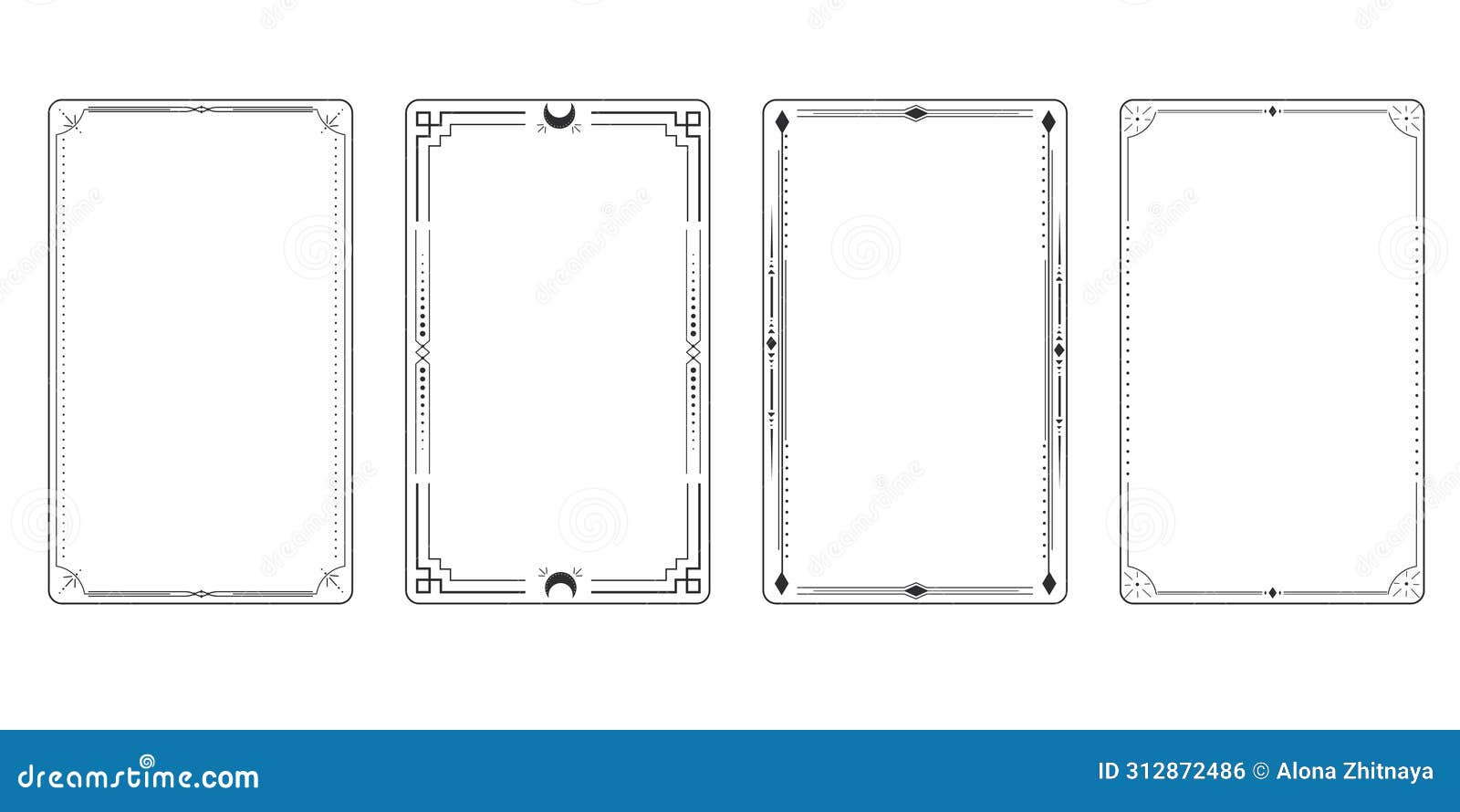 Line Thin Frame, Celestial Minimal Esoteric Border, Mystyc Linear ...