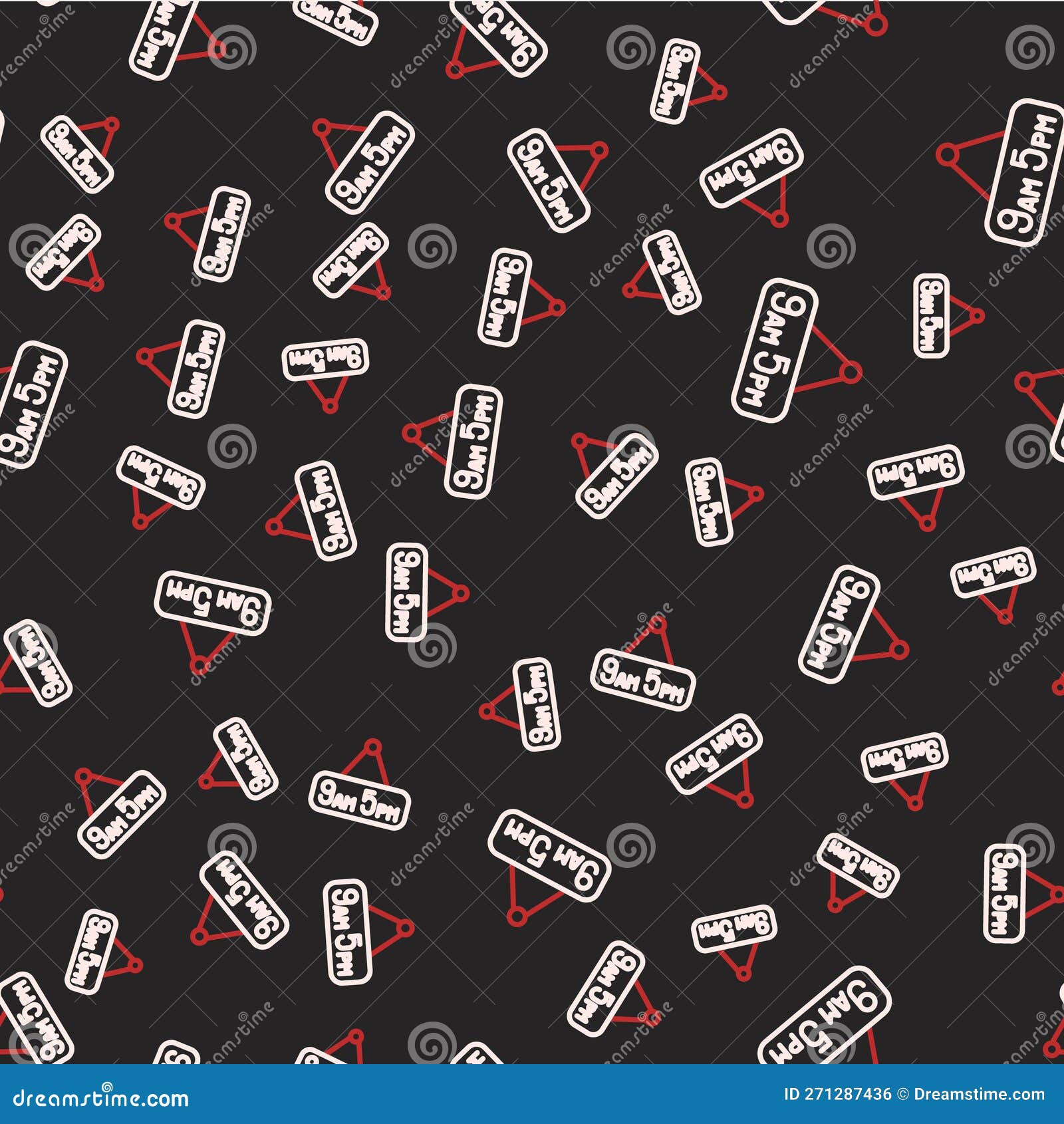 Line from 9 To 5 Job Icon Isolated Seamless Pattern on Black Background ...