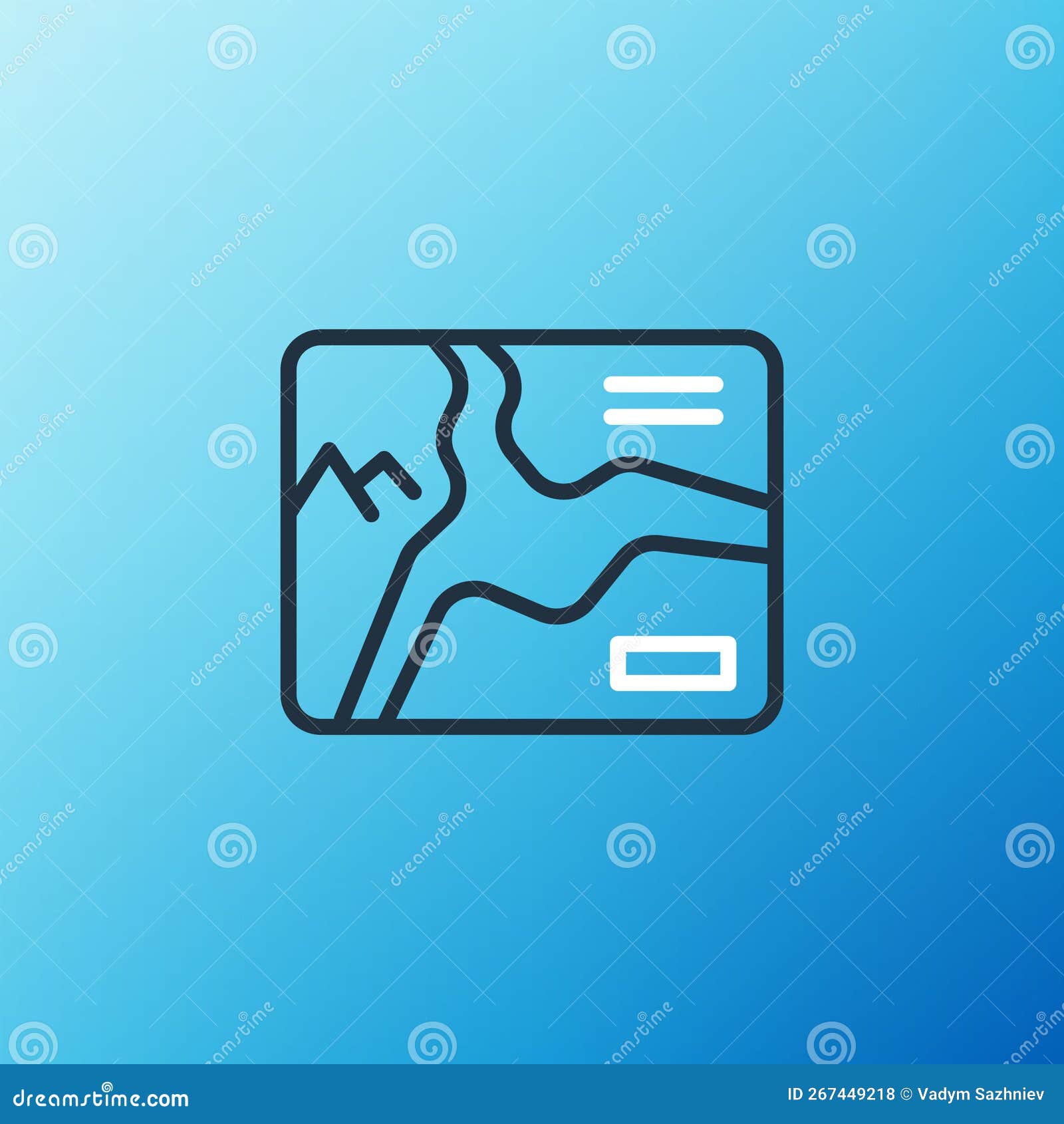 Line Topographic Map with Route and Coordinates Icon Isolated on Blue ...
