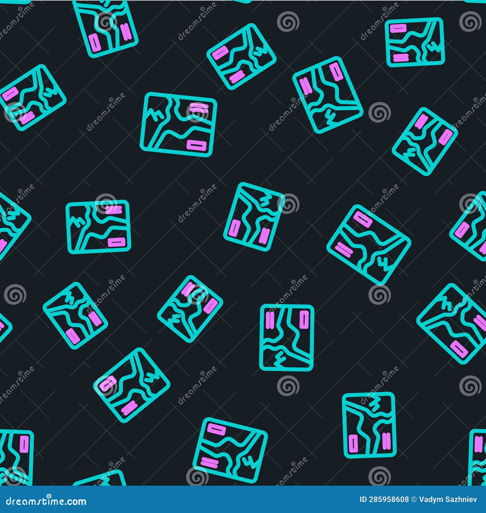 Line Topographic Map with Route and Coordinates Icon Isolated Seamless ...