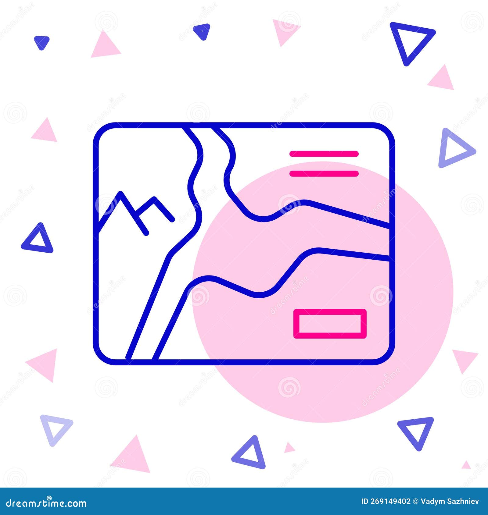 Line Topographic Map with Route and Coordinates Icon Isolated on White ...