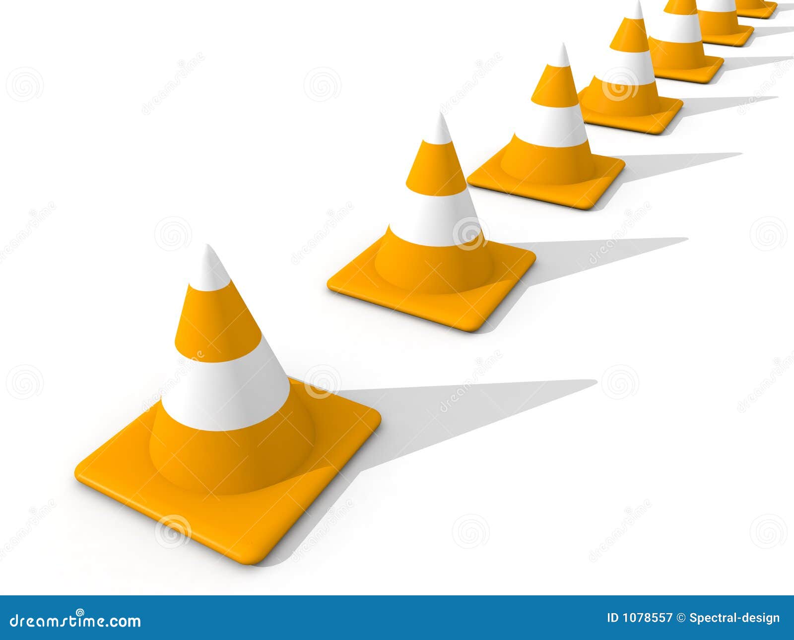 Line of Traffic Cones stock illustration. Illustration of road - 1078557