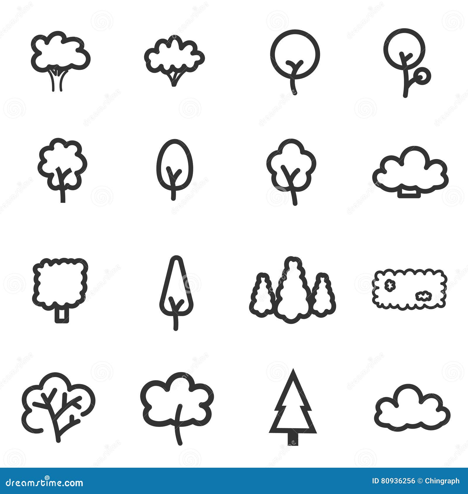 Line tree icon set stock illustration. Illustration of concept - 80936256