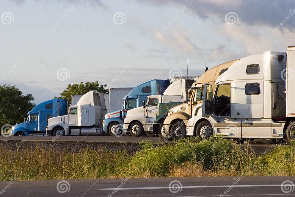 Line of Trucks 2 stock image. Image of parked, haul, drive - 346047