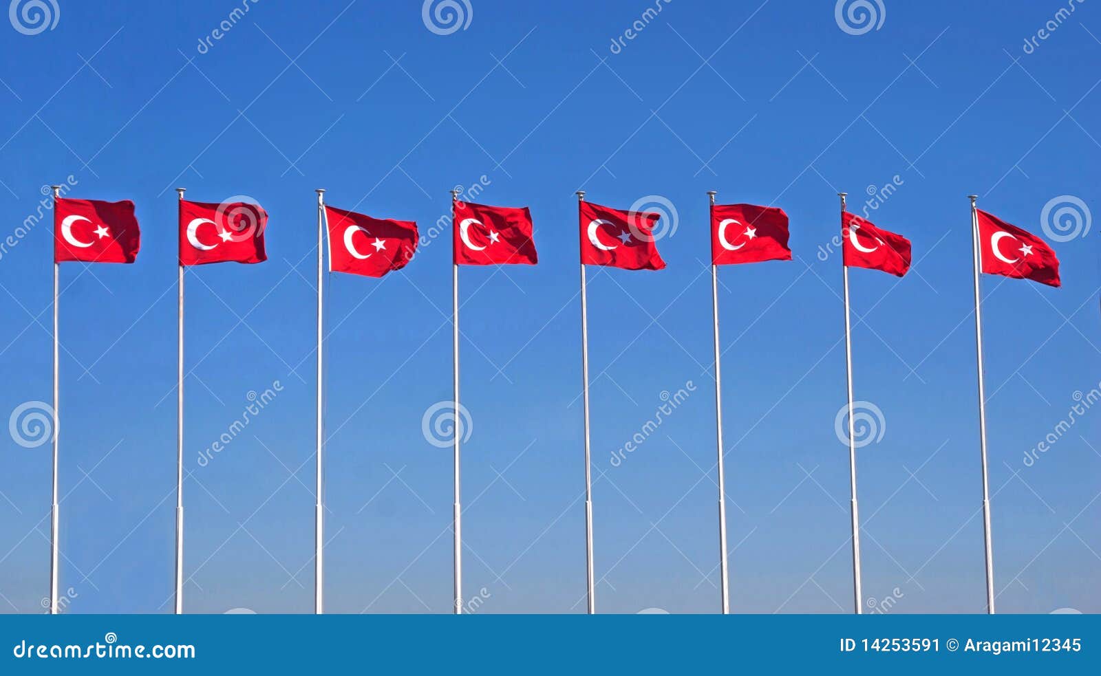 Line of turkish flags stock image. Image of five, gold - 14253591