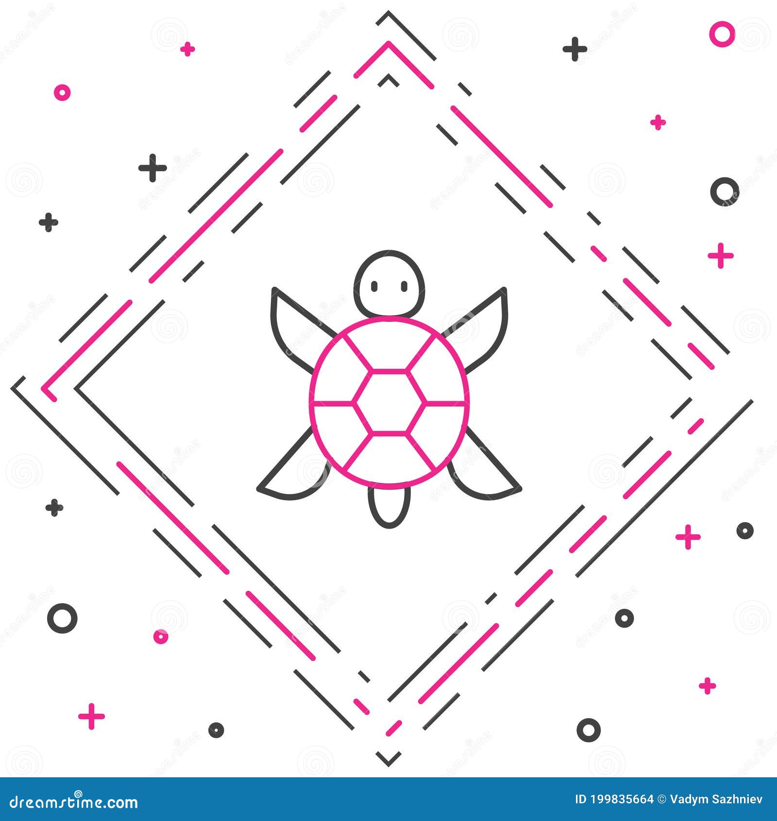 Line Turtle Icon Isolated on White Background. Colorful Outline Concept ...