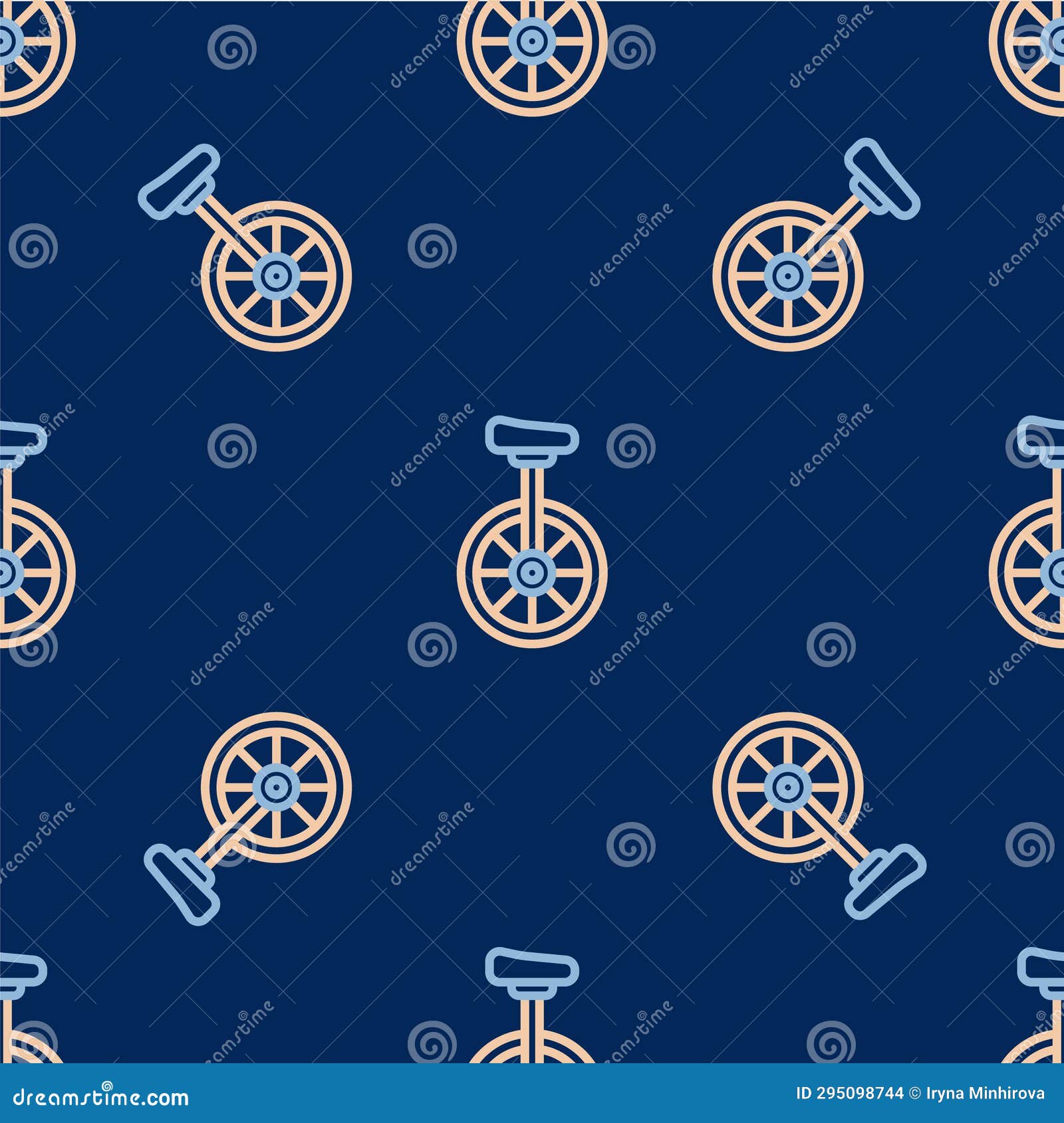 Line Unicycle or One Wheel Bicycle Icon Isolated Seamless Pattern on ...