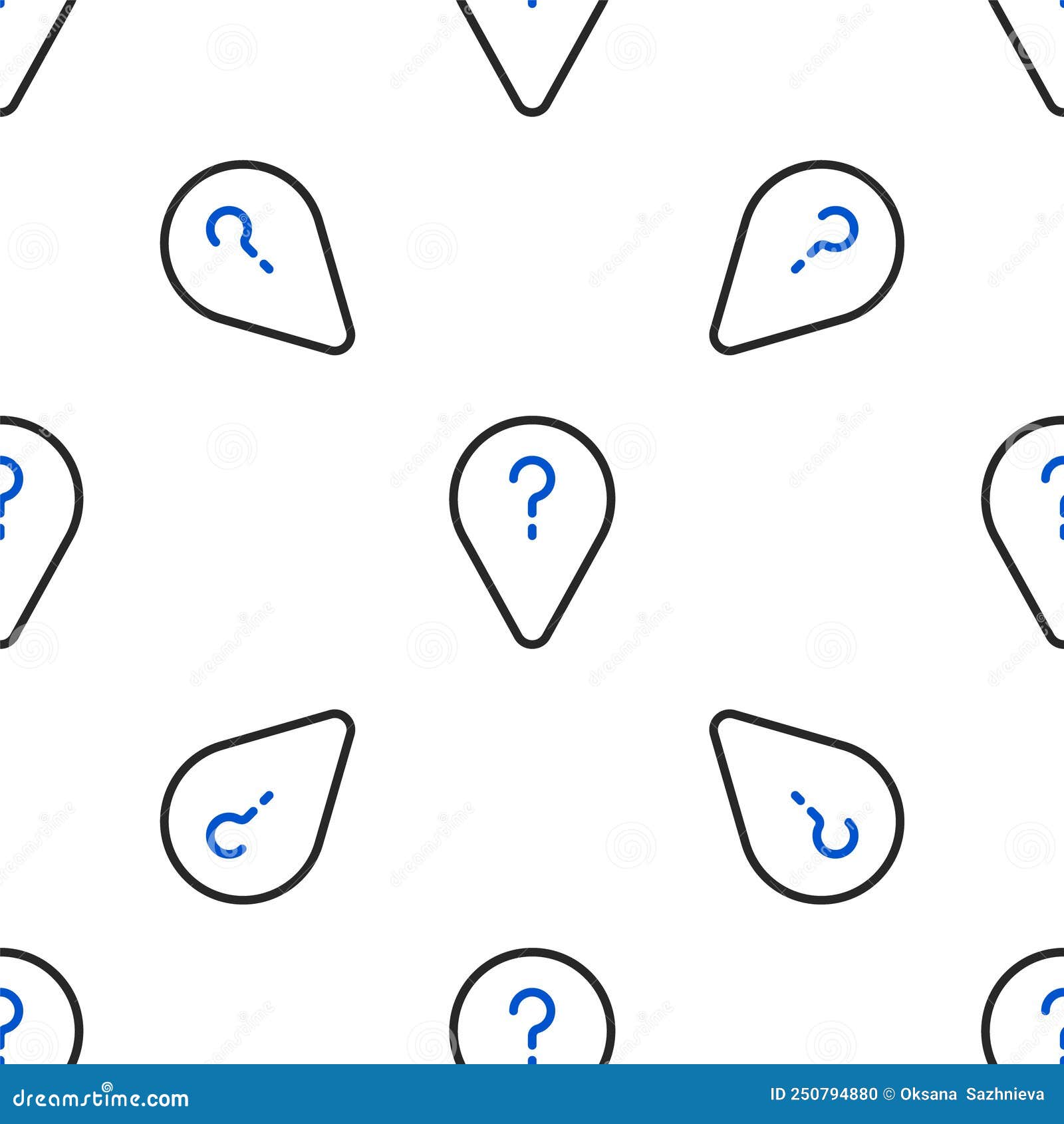 Line Unknown Route Point Icon Isolated Seamless Pattern on White ...