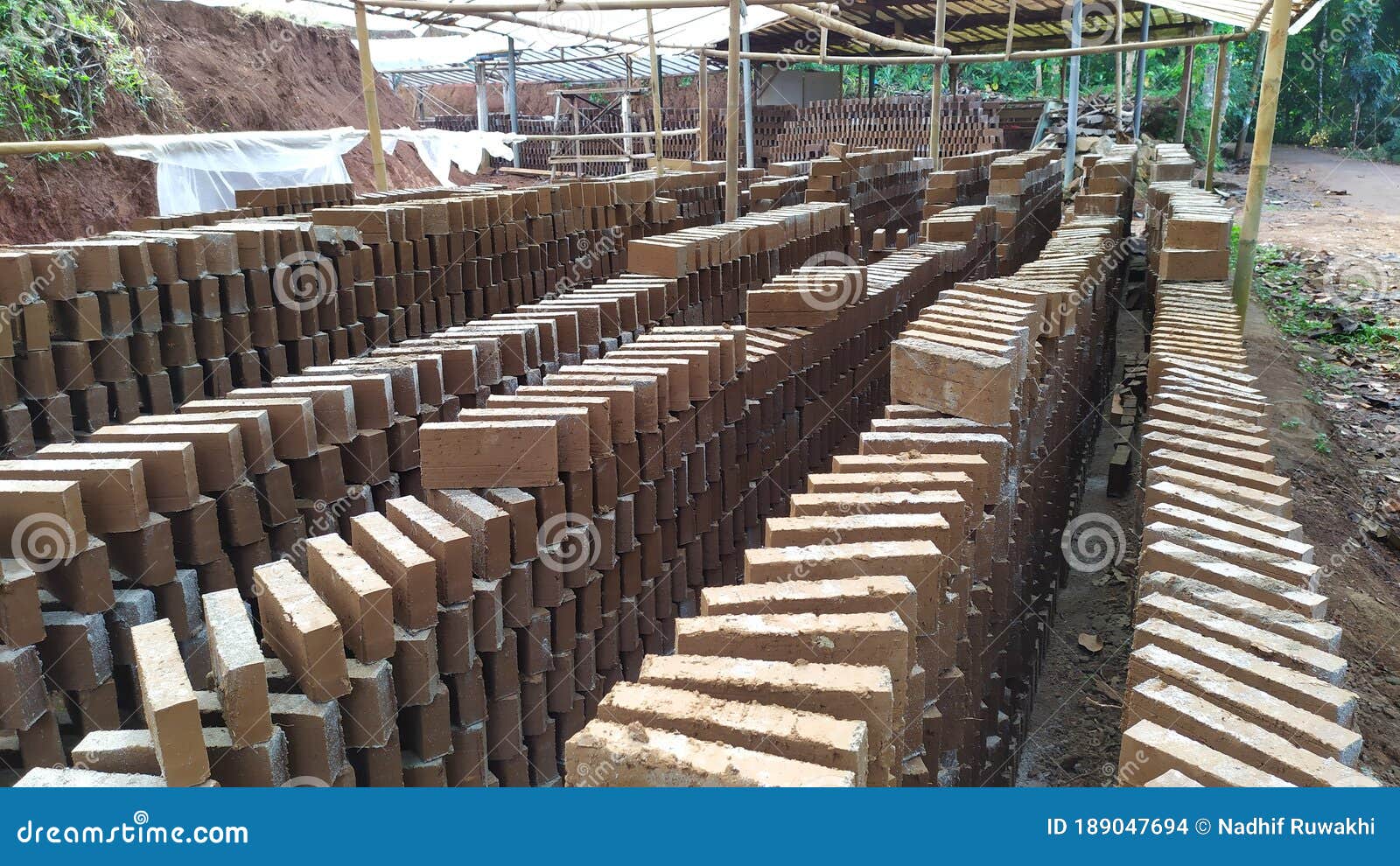 Line Up Bricks on Traditionally Making Process of Bricks in Indonesia ...