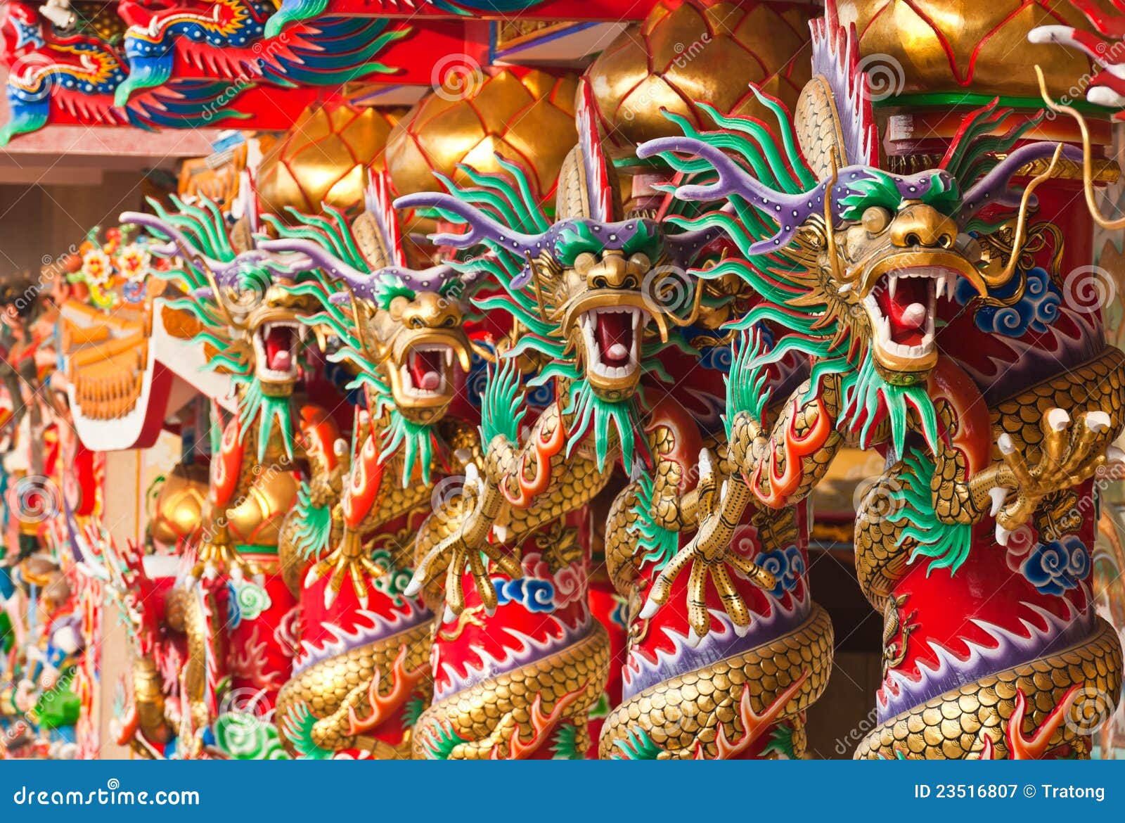 Line up golden dragons stock image. Image of ornament - 23516807