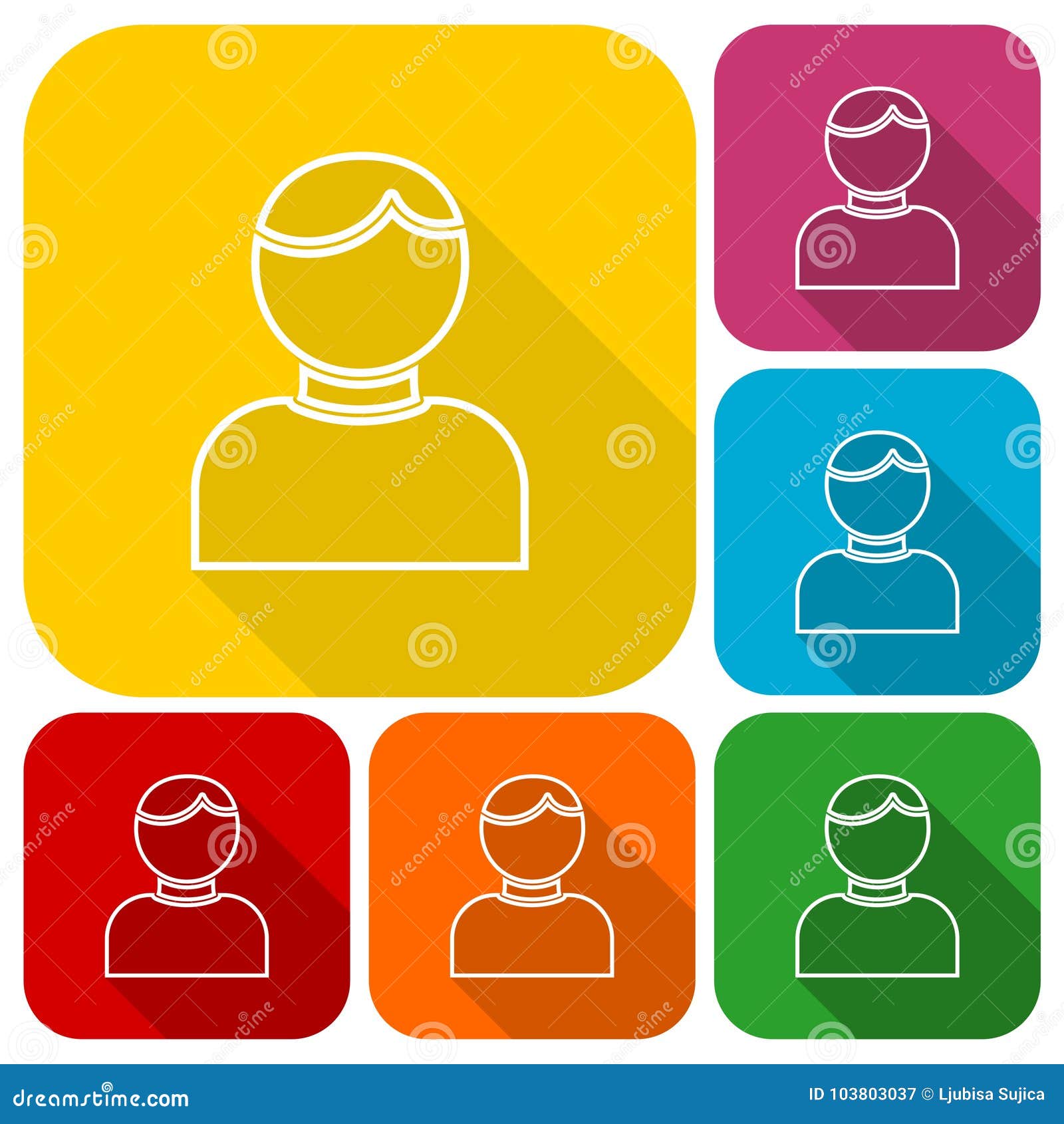 Line User Icons Set with Long Shadow Stock Vector - Illustration of ...