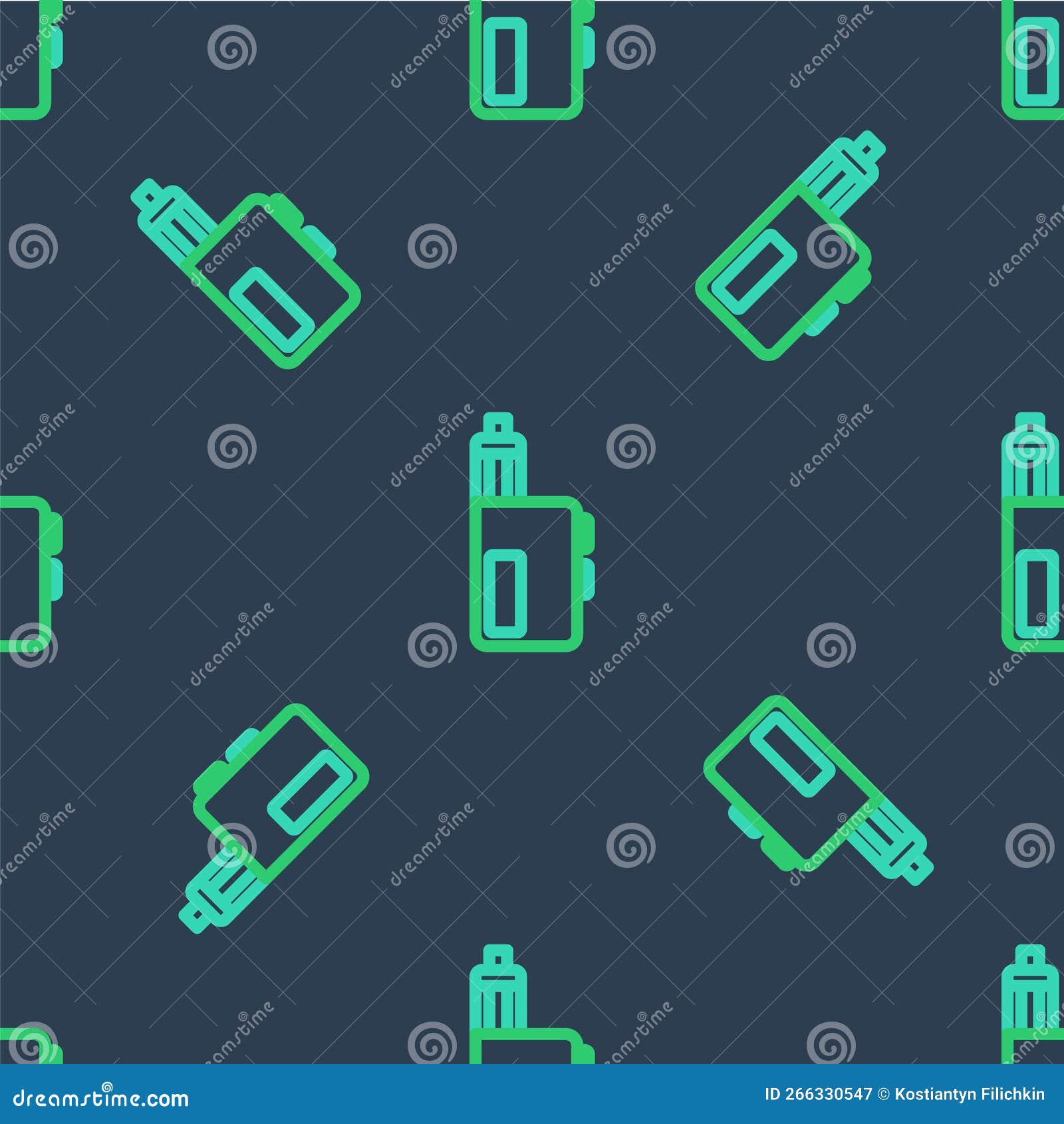 Line Vape Mod Device Icon Isolated Seamless Pattern on Blue Background ...
