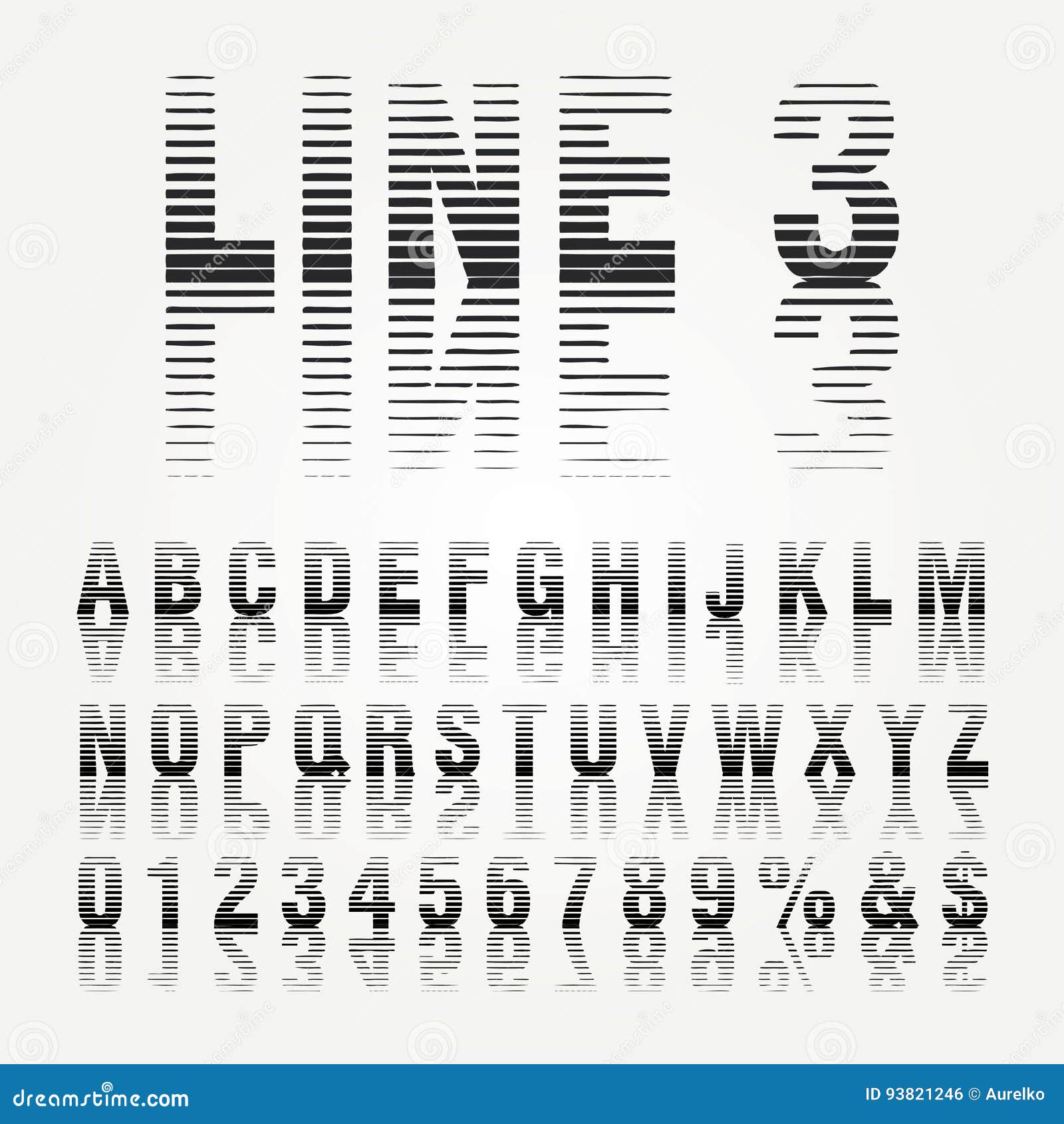 Line 3 stock vector. Illustration of calligraphy, font - 93821246